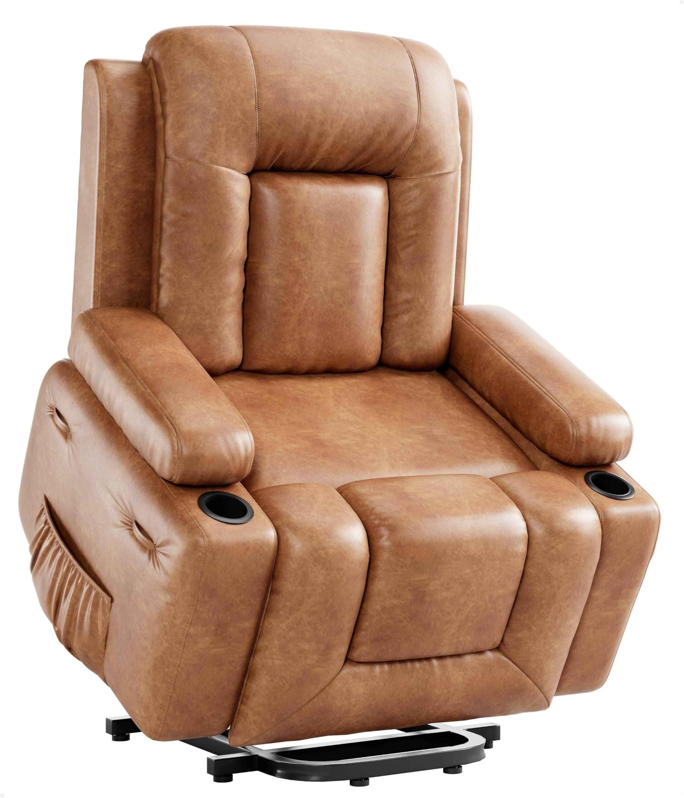 Garvee Oversized Wide Power Lift Recliner Chair, Leather, Heat and ...