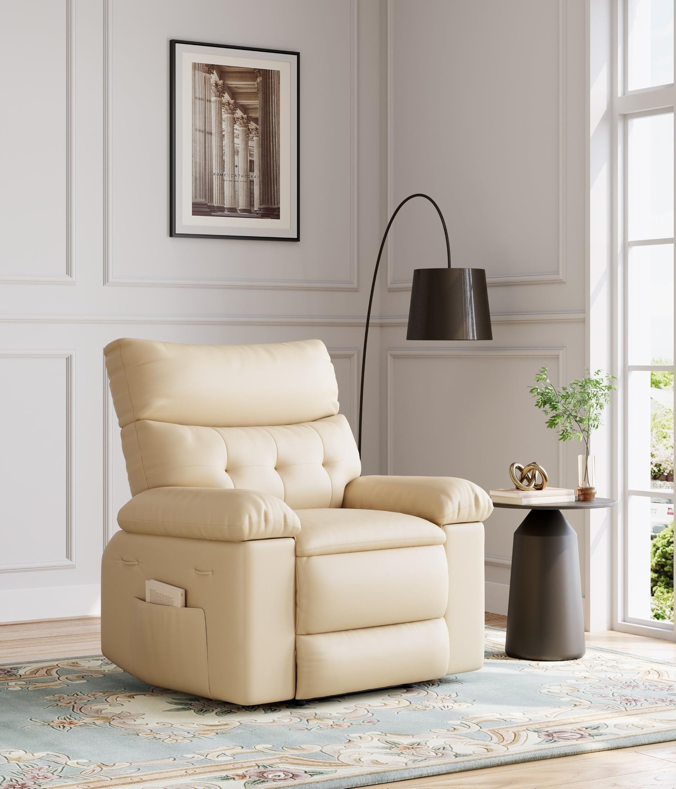 Garvee Oversized Wide Recliner Chair - PU Leather Large Manual Recliner ...