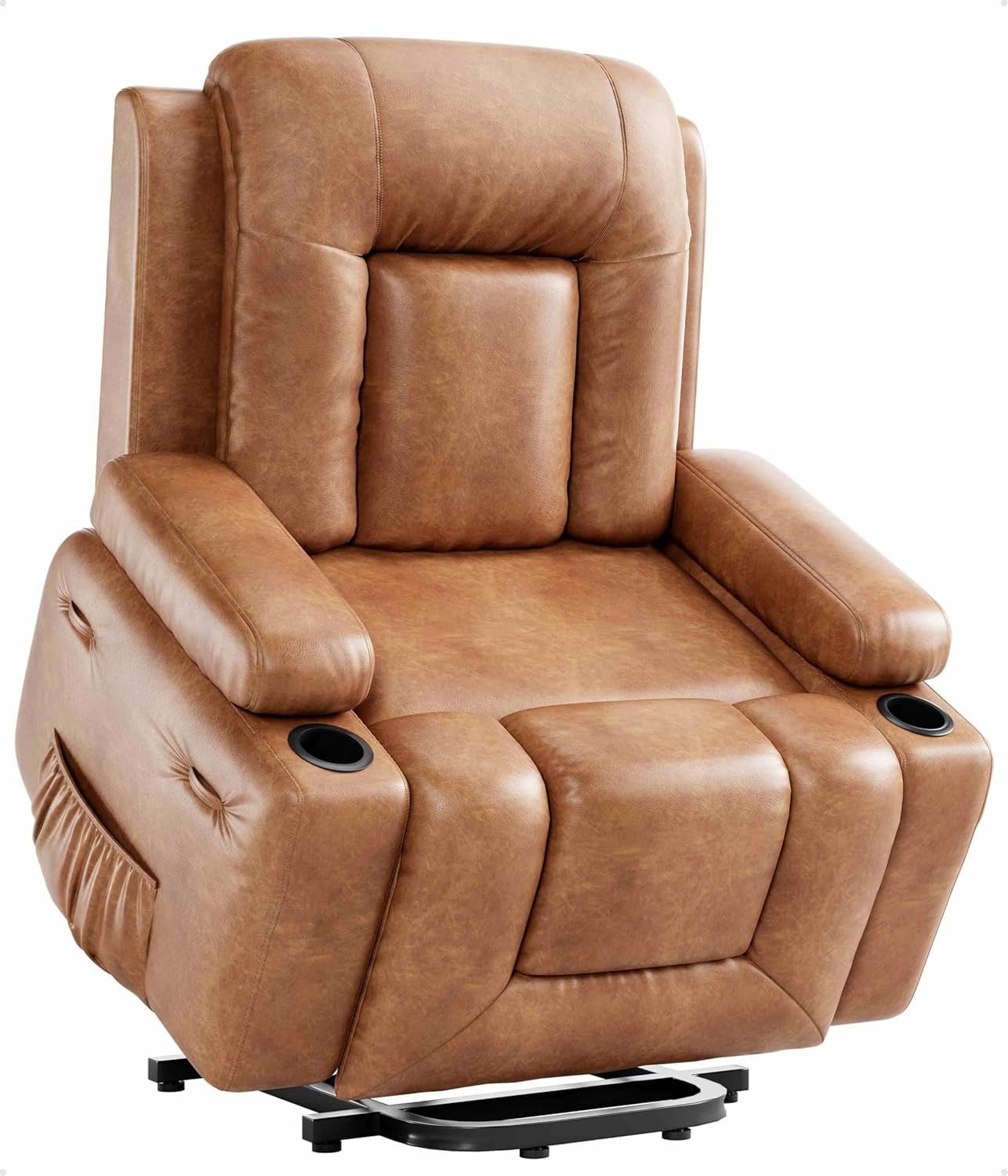 Garvee Power Lift Recliner Chair - Heat & Massage, Faux PU Electric ...