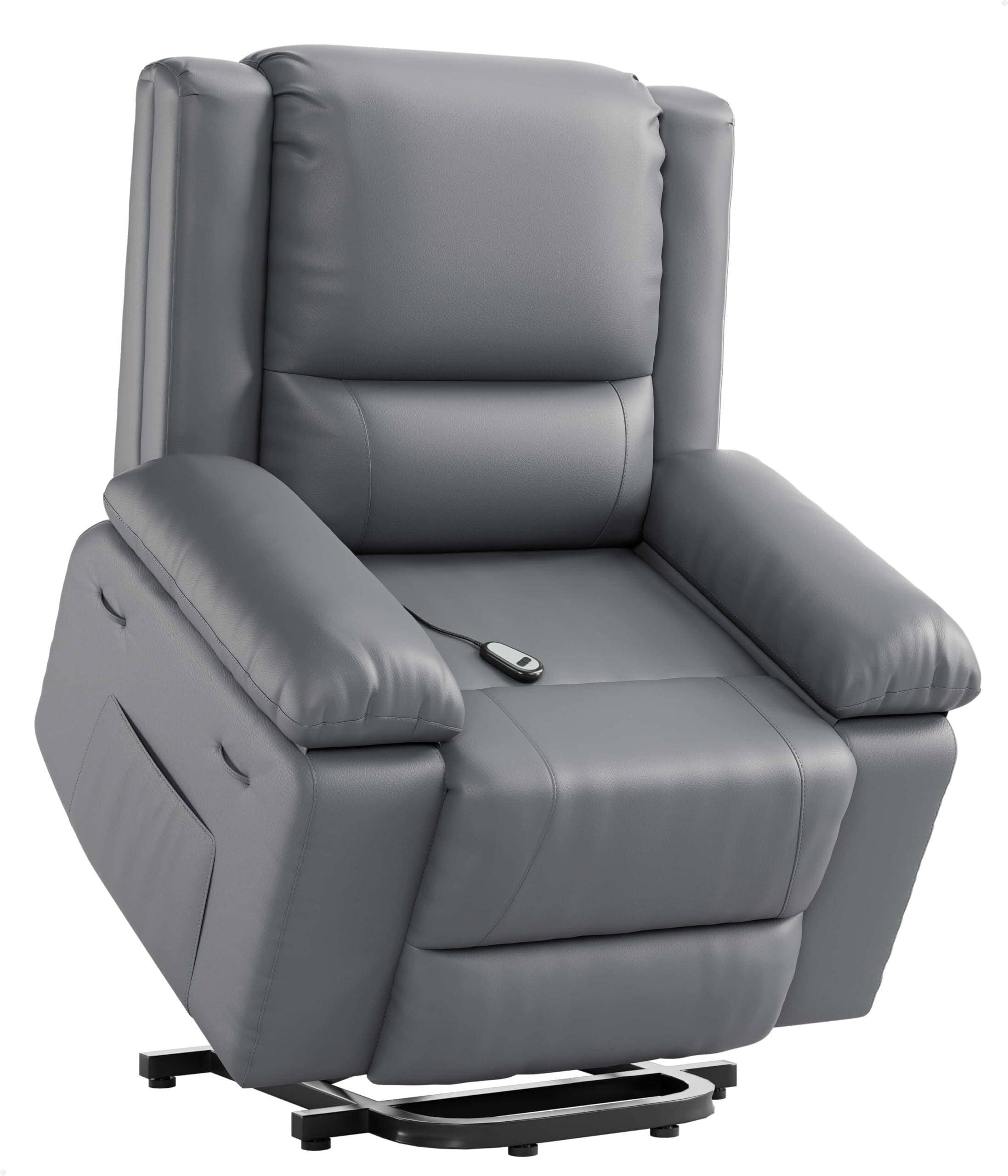 Garvee Power Lift Recliner Chair, Leather, Heat and Massage, Gray ...
