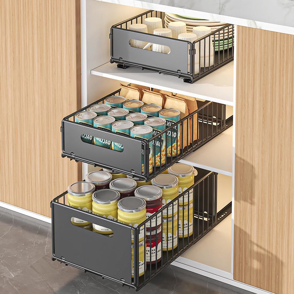Garvee Pull Out Cabinet Organizers Under Sink Organizer with Adhesive ...