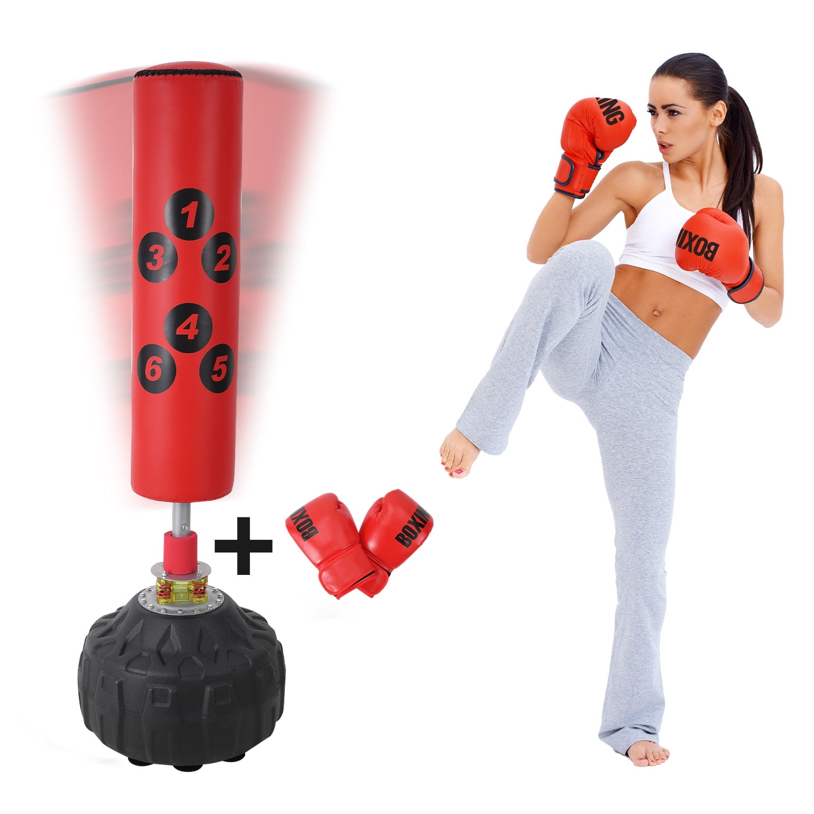 Garvee Punching Bag with Boxing Gloves, Freestanding Heavy Bag for ...