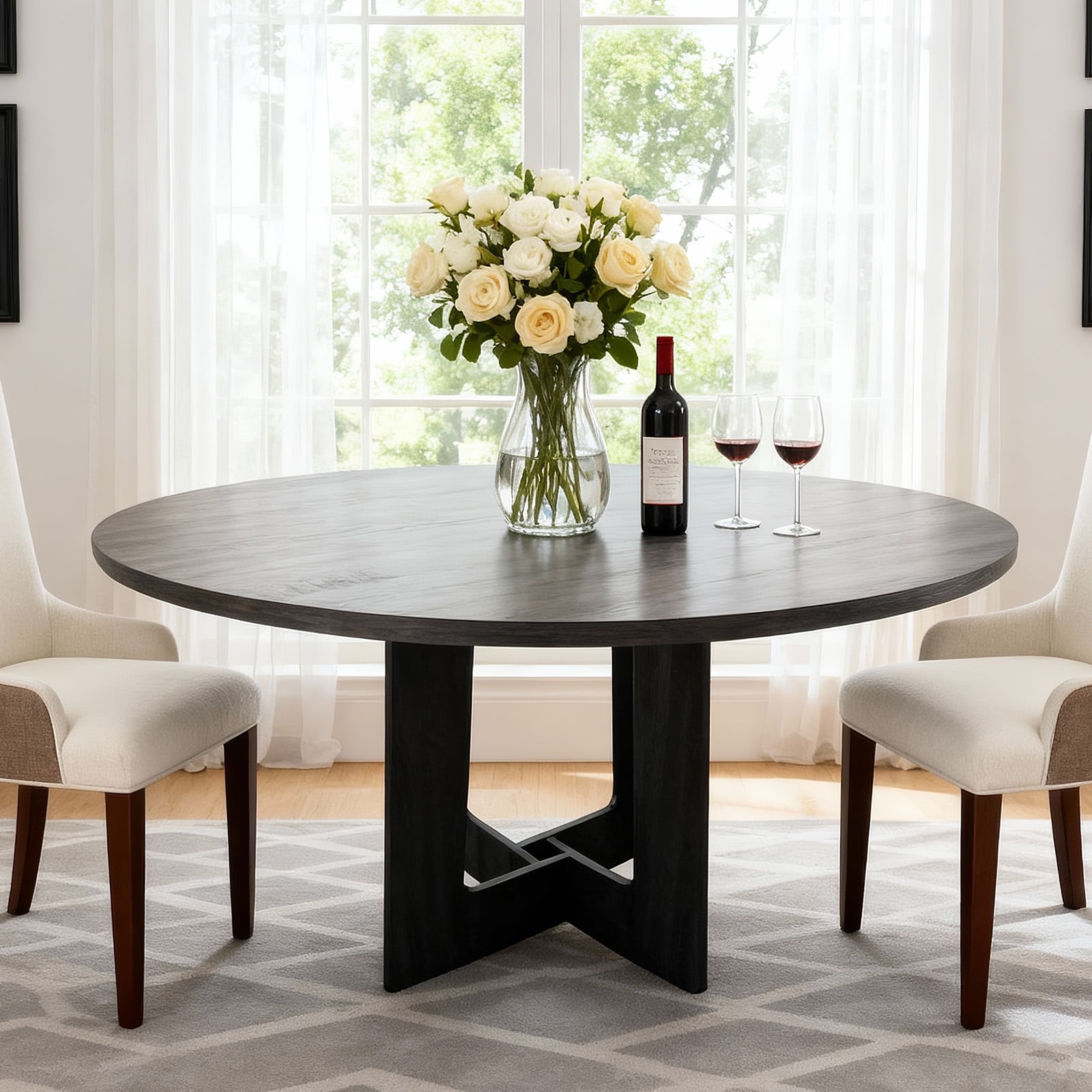 Garvee Round Dining Table for 4, 43.3'' Modern Wood Farmhouse Kitchen ...