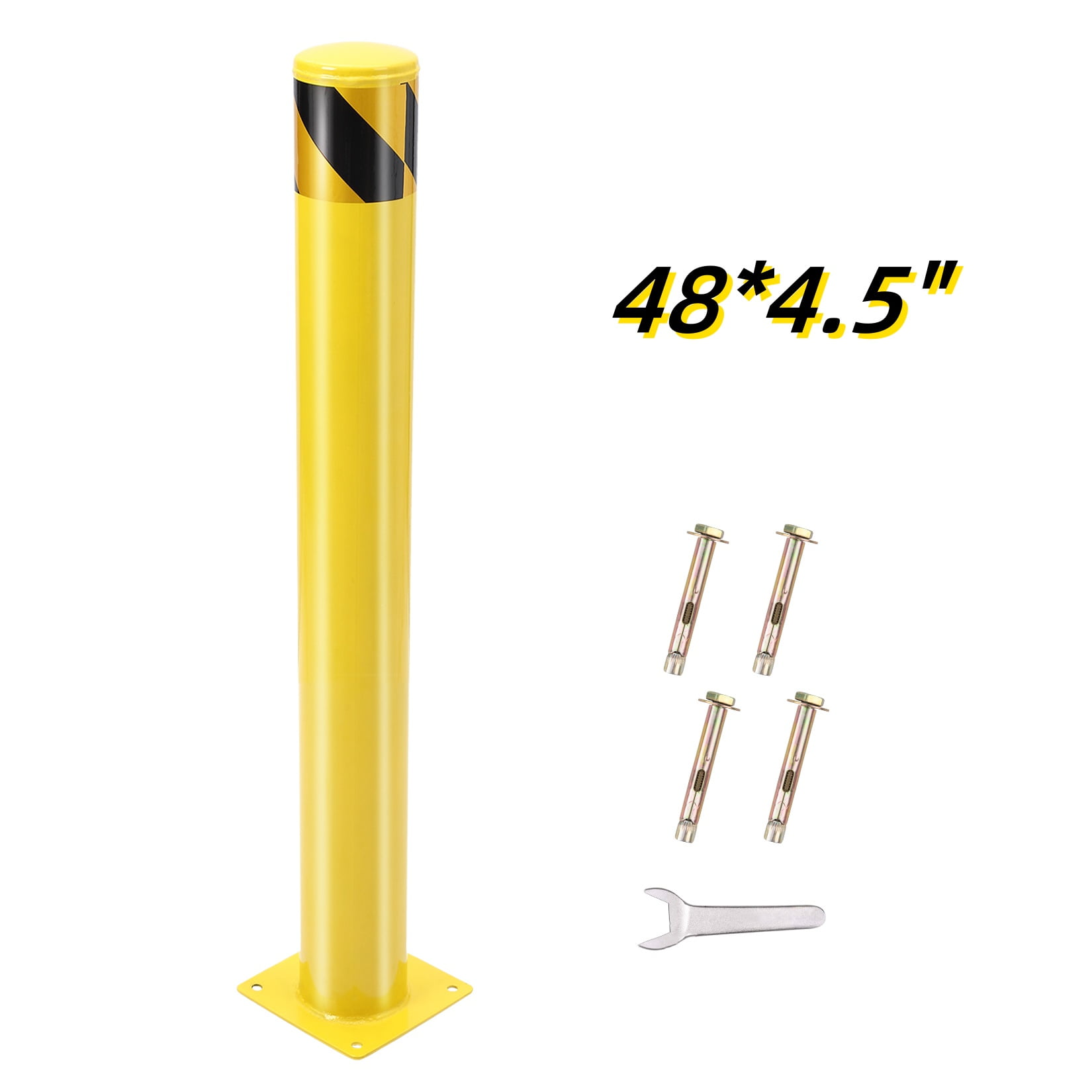 Garvee Safety Bollard 48" H 4.5" D,1 PC Safety Barrier Bollard with 4 ...