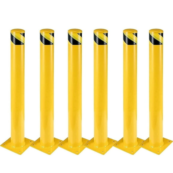 48 Inch Height 4.5 Inch Diameter Yellow Steel Safety Bollard Post with ...
