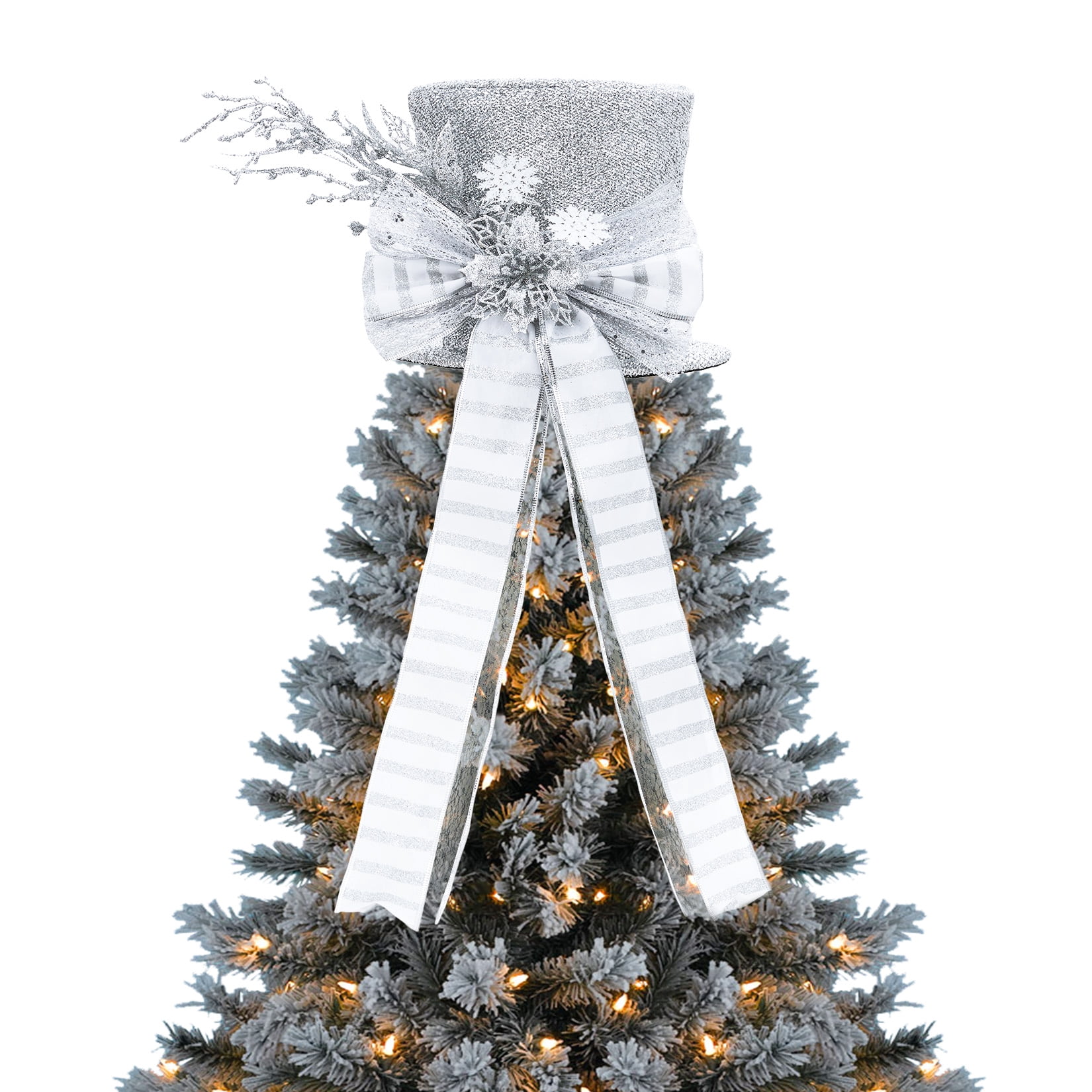 Garvee Silver Glitter Christmas-Tree Cover Bow – Sparkling Holiday ...