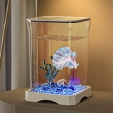 Garvee Small Fish Tank - Modern Plastic Desk Aquarium with Bottom ...