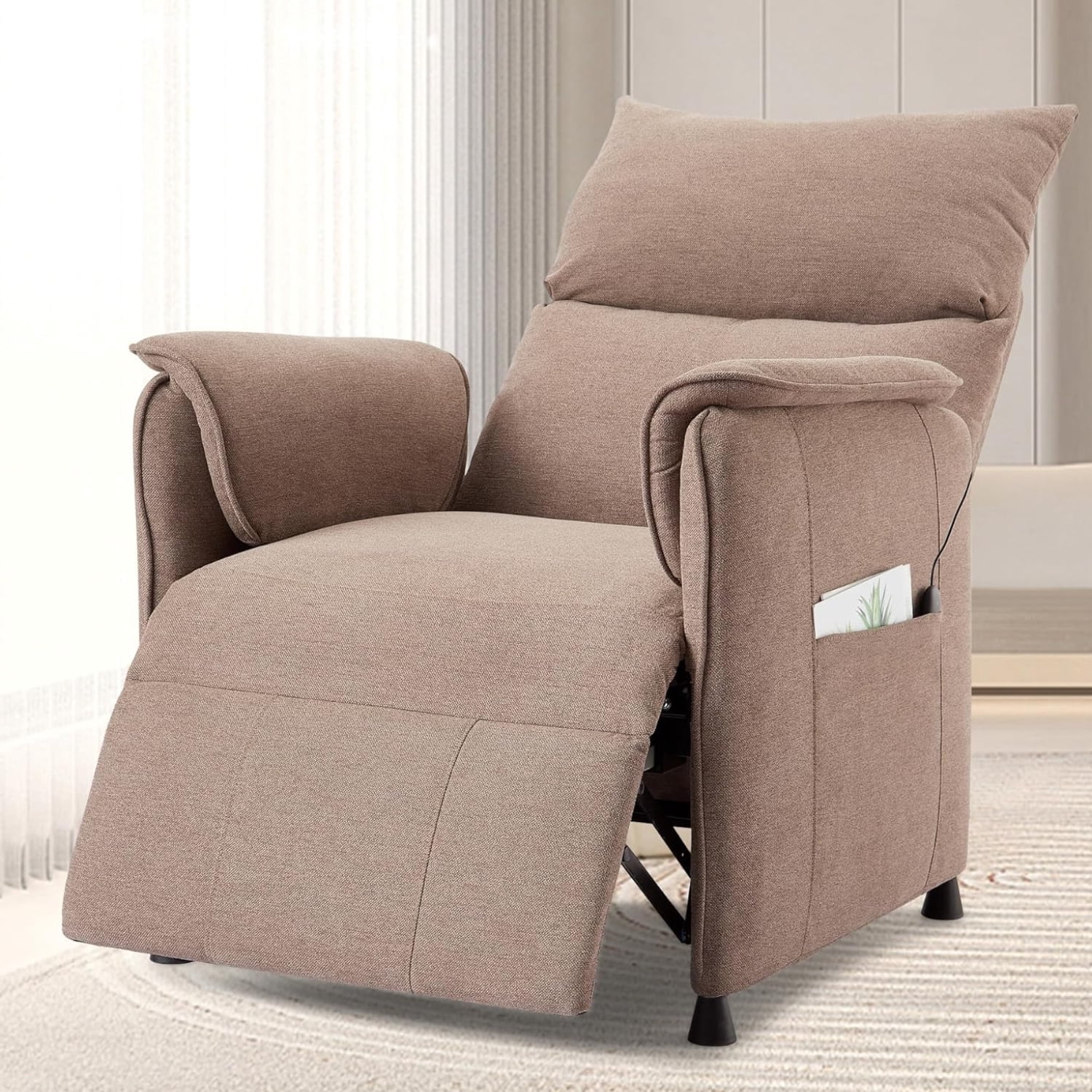 Garvee Small Recliner Chair, Farmhouse Recliner W/Wired Remote Control ...
