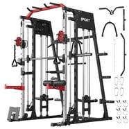 Smith Machine with Cable Crossover System, Multi-function Squat Rack ...