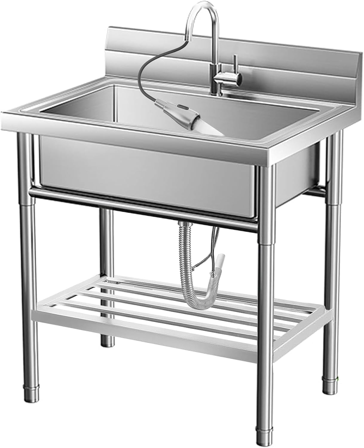 Garvee Stainless Steel Utility Sink, Free Standing Single Bowl Laundry ...