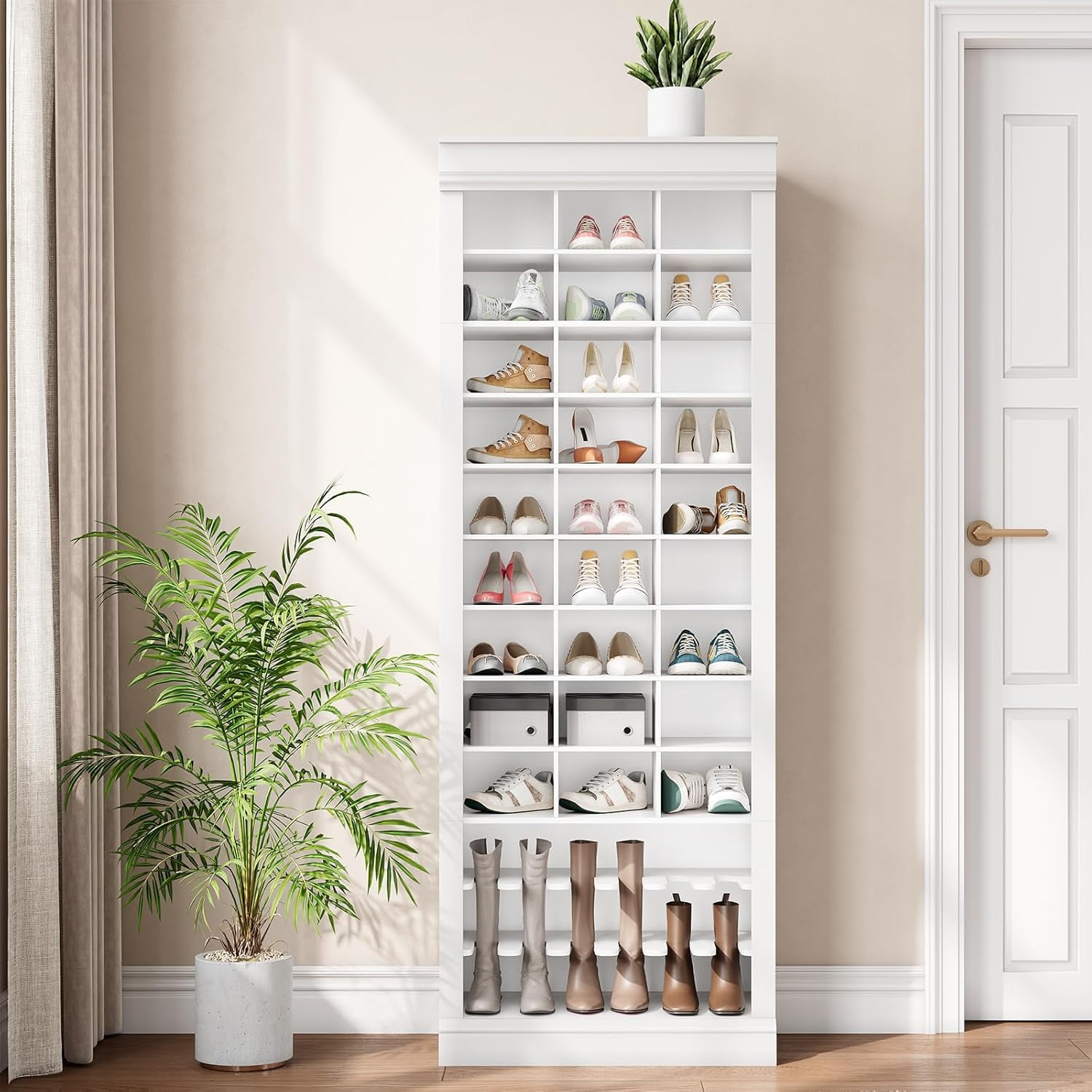 Garvee Tall Shoe Cabinet, 10-Tier Freestanding Shoe Organizer with 27 ...