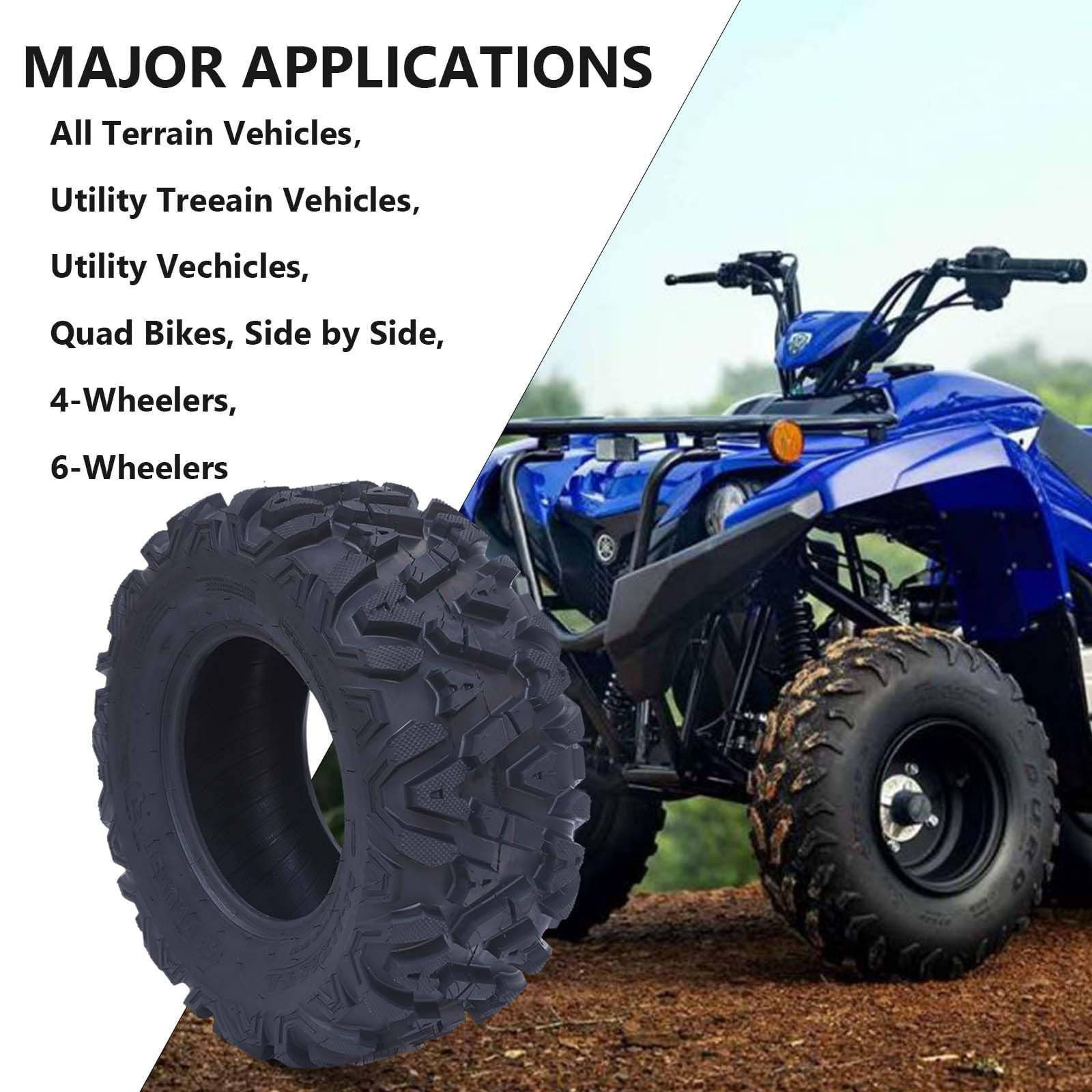 Garvee Tires,2pcs,ATV All Terrain Vehicle Tires, Rubber,ATV UTV Trail ...