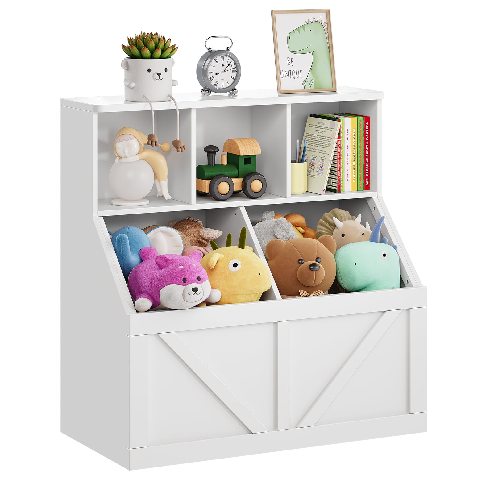 Garvee Toy Storage Organizer and Kids Bookshelf, Toddler Toy Storage ...