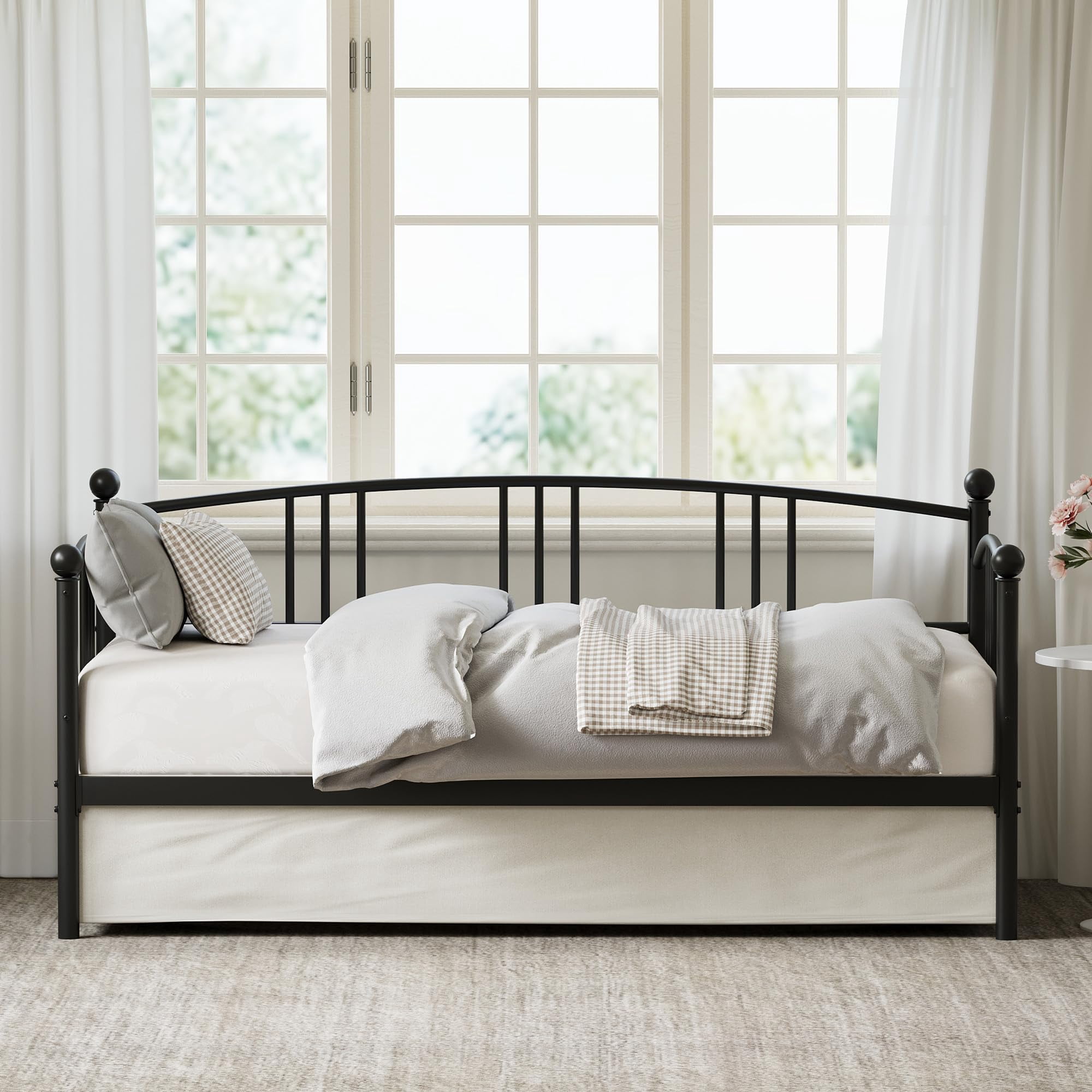 Garvee Twin Daybed, Sturdy Metal Day Bed with Steel Slat Support ...