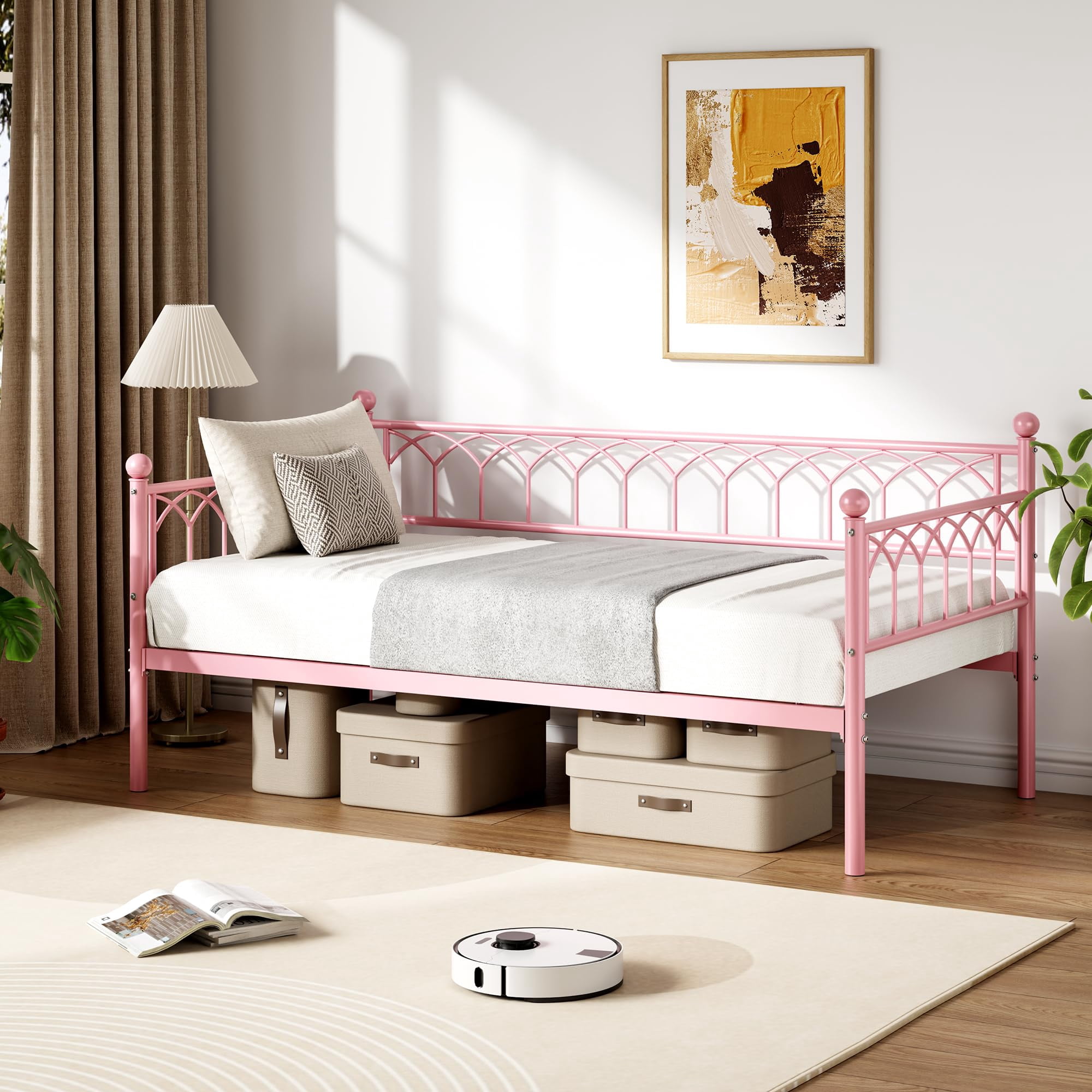 Garvee Twin Size Daybed, Sofa Bed Frame with Metal Steel Slat Support ...
