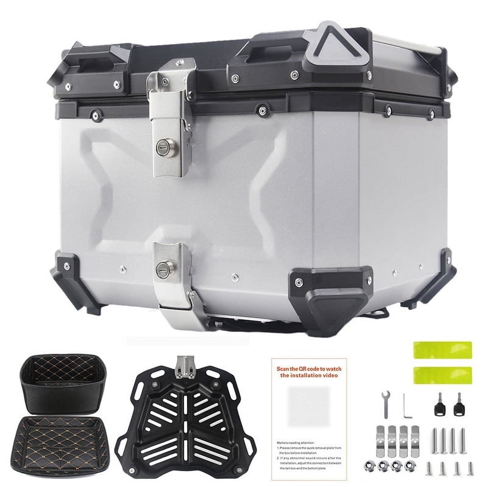 Garvee Universal Motorcycle Top Case 55L Aluminium Alloy Waterproof ...