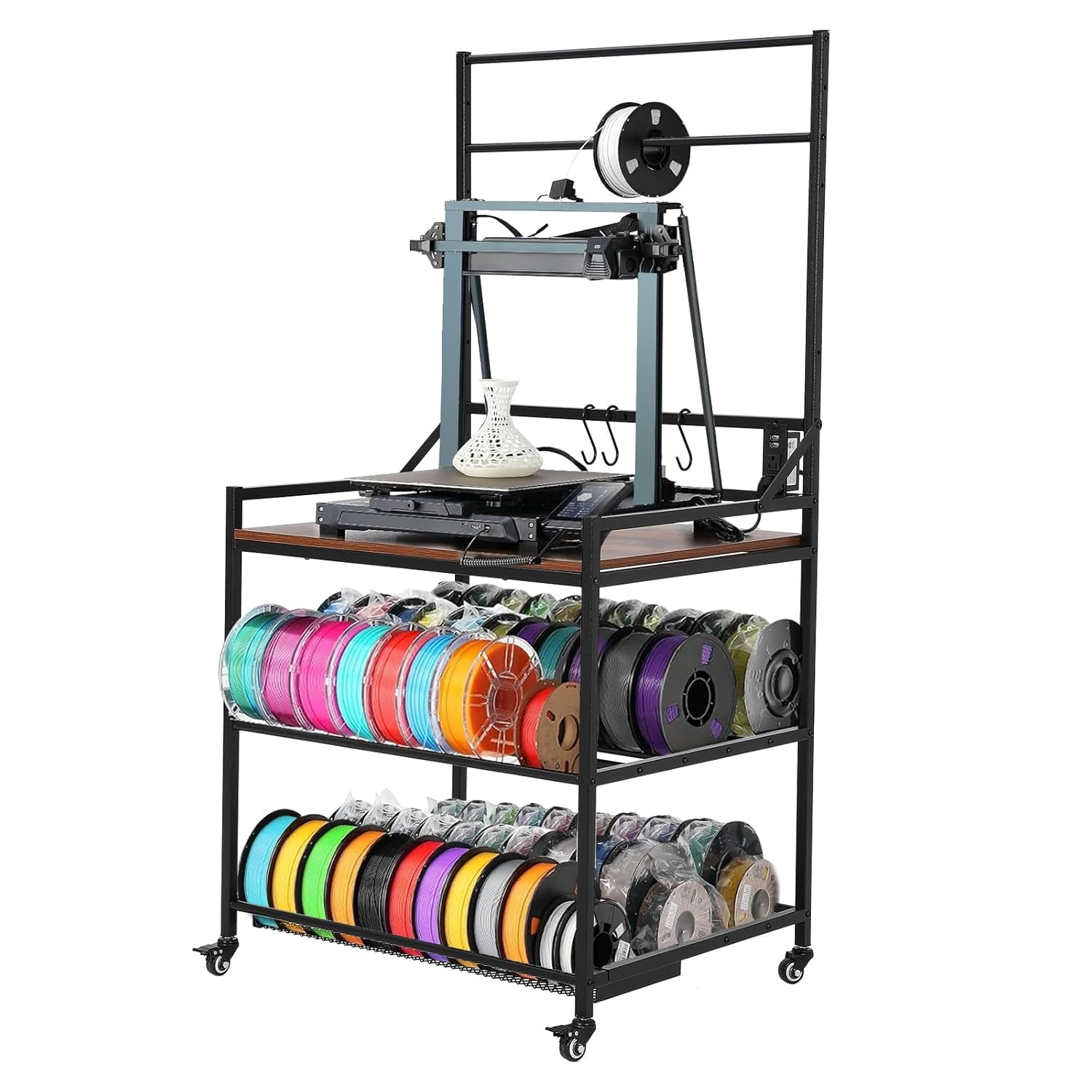 Garvee Upgraded 3-in-1 Dual 3D Printer Stand with Storage & Power Hub ...