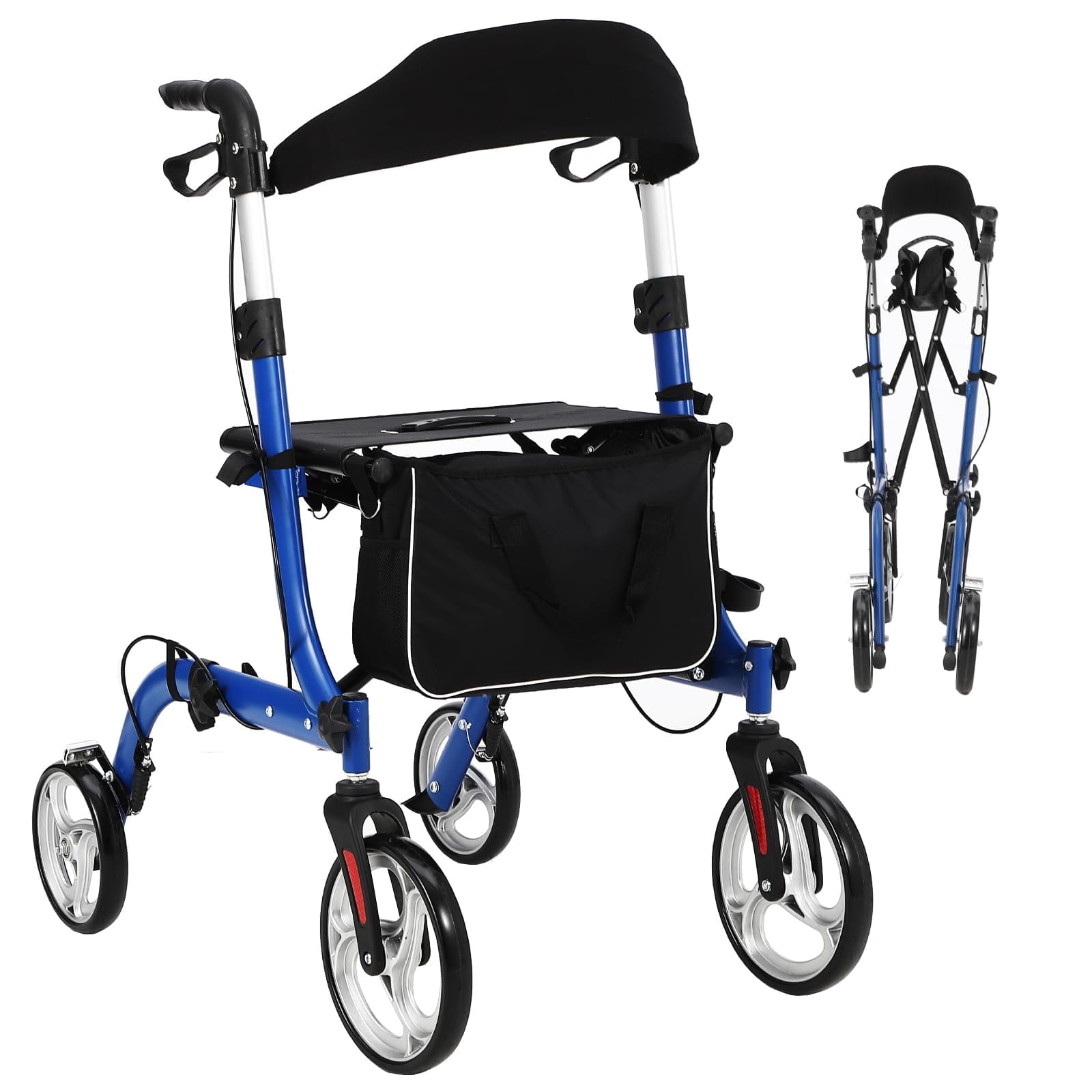 Garvee Walker for Seniors, Rollator Walker with Seat, 12" Rubber Wheels ...