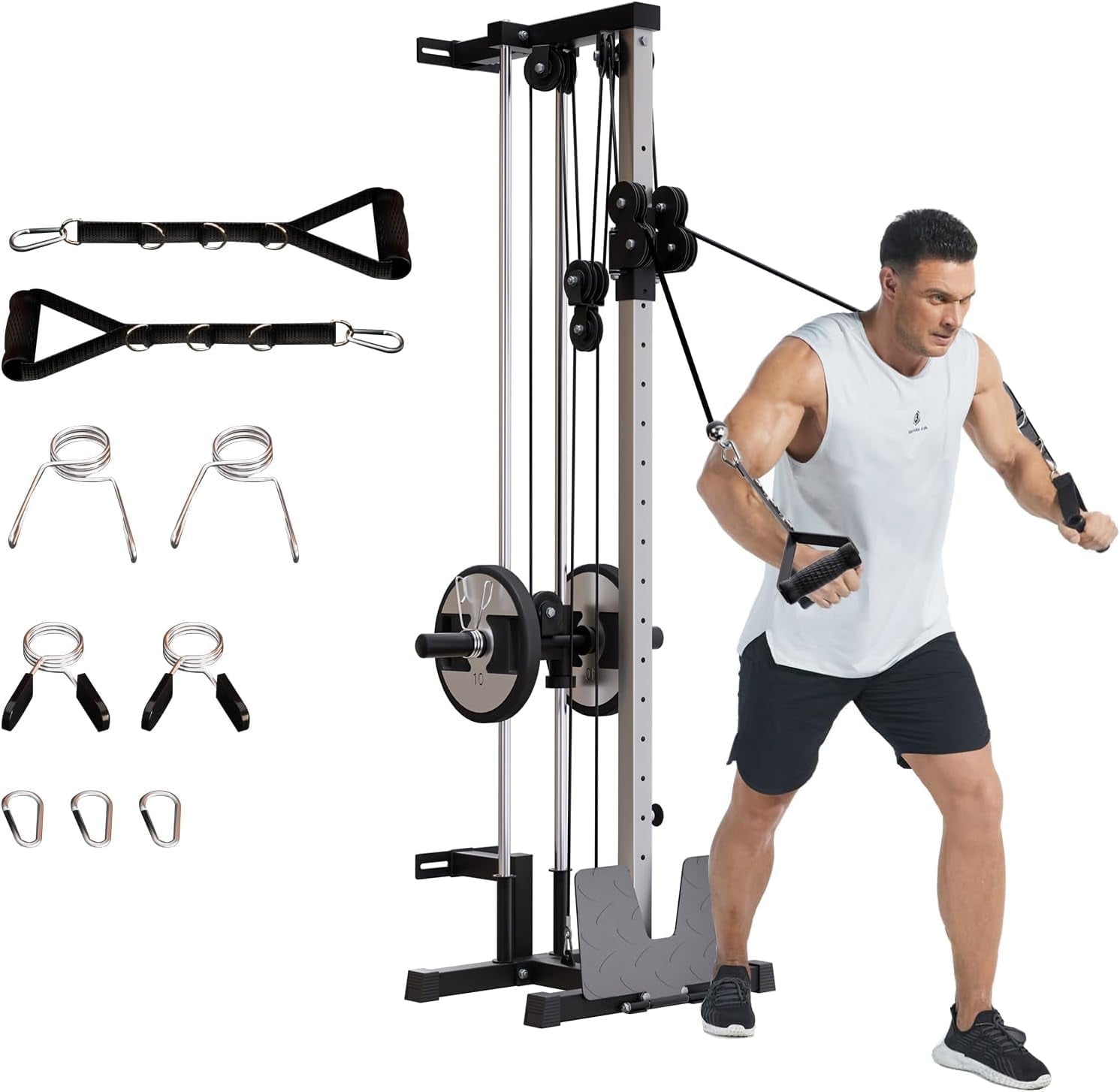 GARVEE Wall Mount Cable Machine with LAT Pulldown System, Home Gym ...