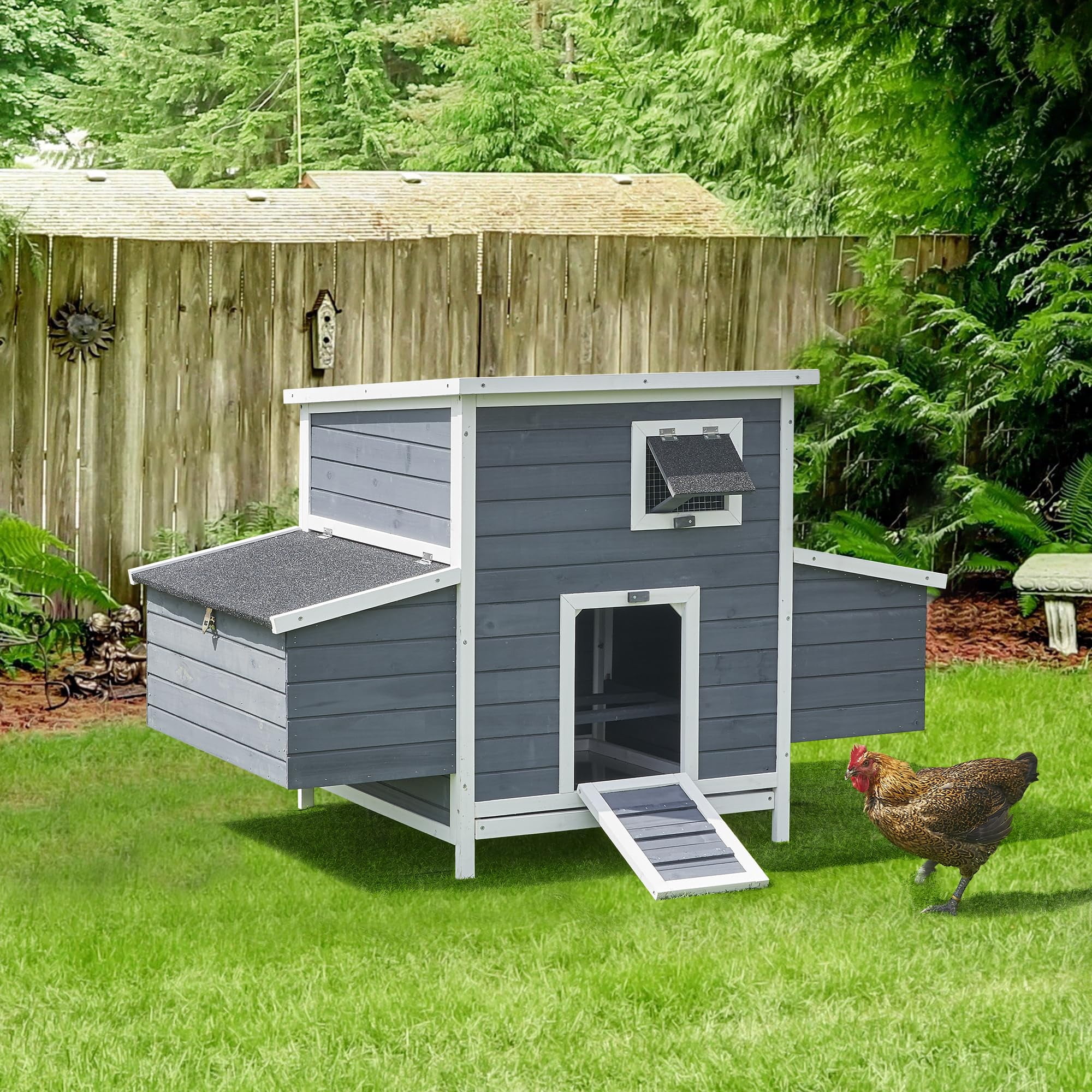 Garvee Waterproof Roof Hen Coop with Metal Mesh Ventilation, Spacious ...
