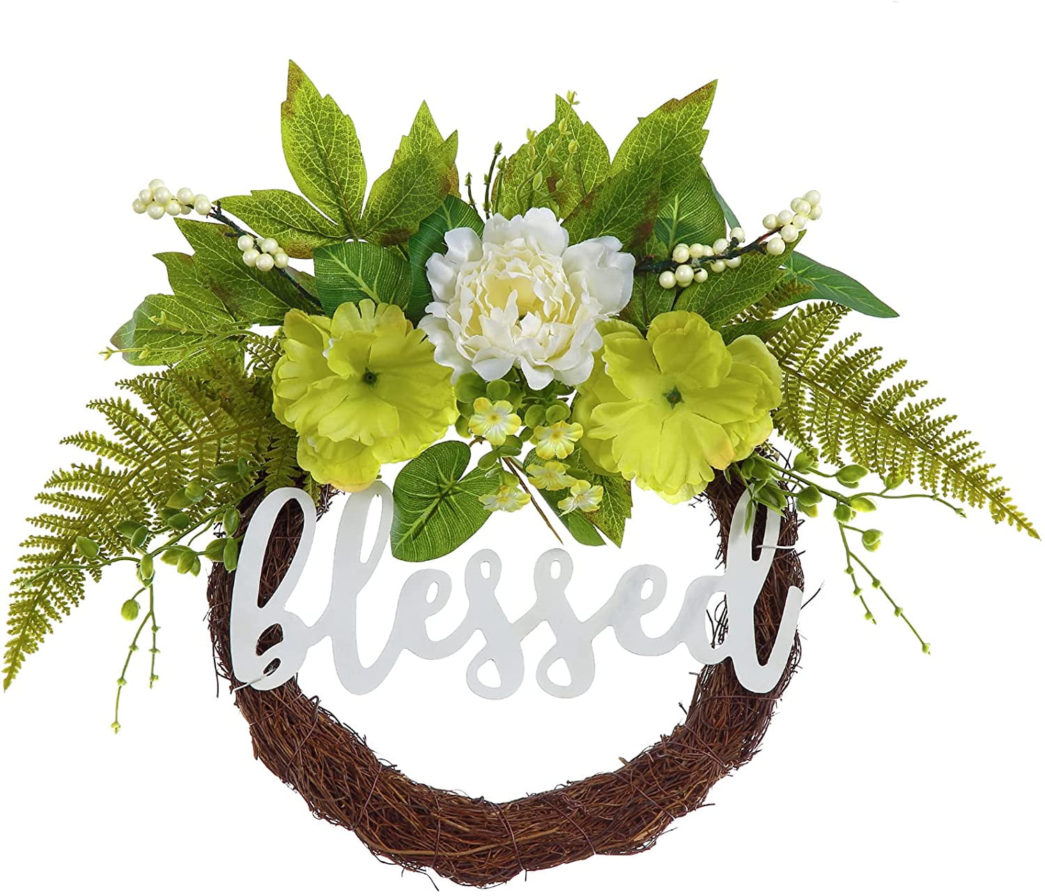 GarveeHome 24" Spring Peony Wreath with Blessed Sign, Farmhouse ...