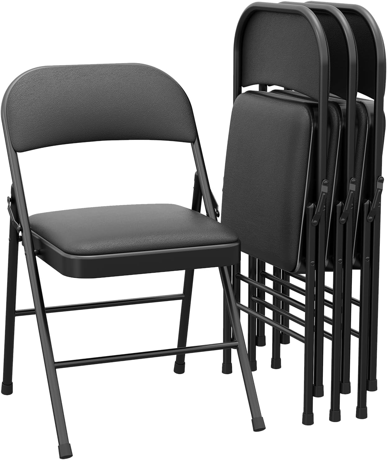 GarveeHome 4 Pack Folding Chairs with Padded Cushions, Padded Foldable ...
