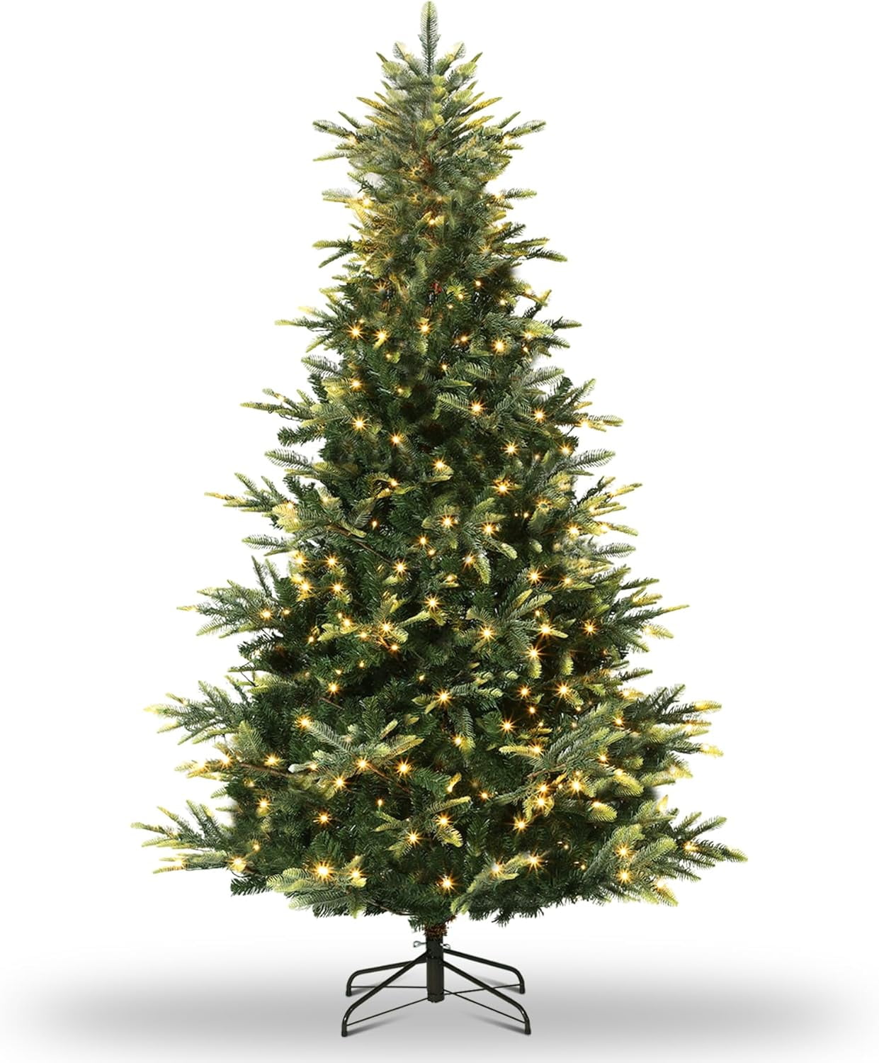 GarveeHome 6.5ft Pre-Lit Slim Aspen Fir Artificial Christmas Tree with ...
