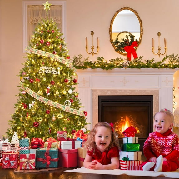 GarveeHome 9FT Pre-Lit Artificial Spruce Christmas Tree with 900 Lights ...