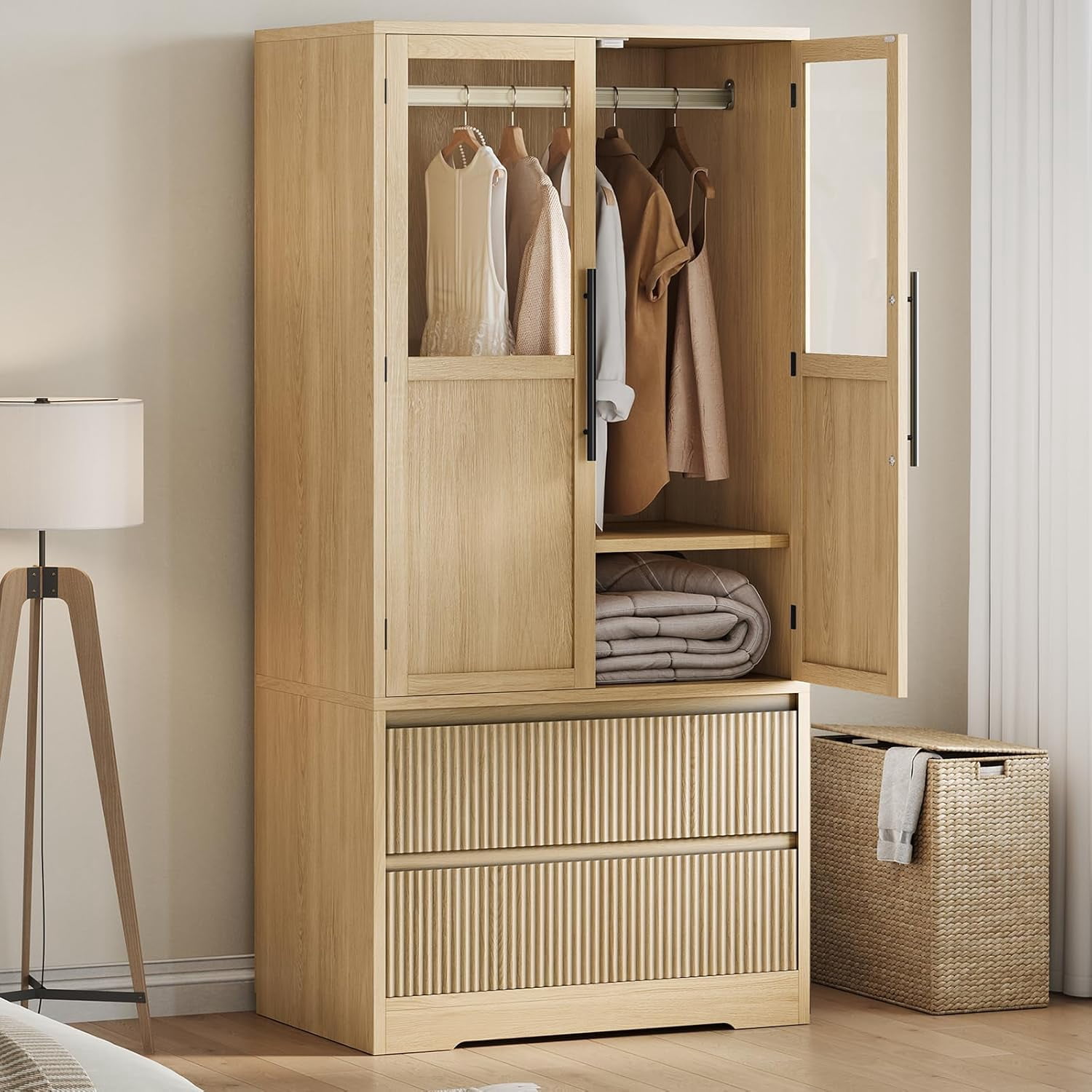 GarveeHome Bedroom Wooden Armoire Wardrobe Closet, 65.9" Tall ...