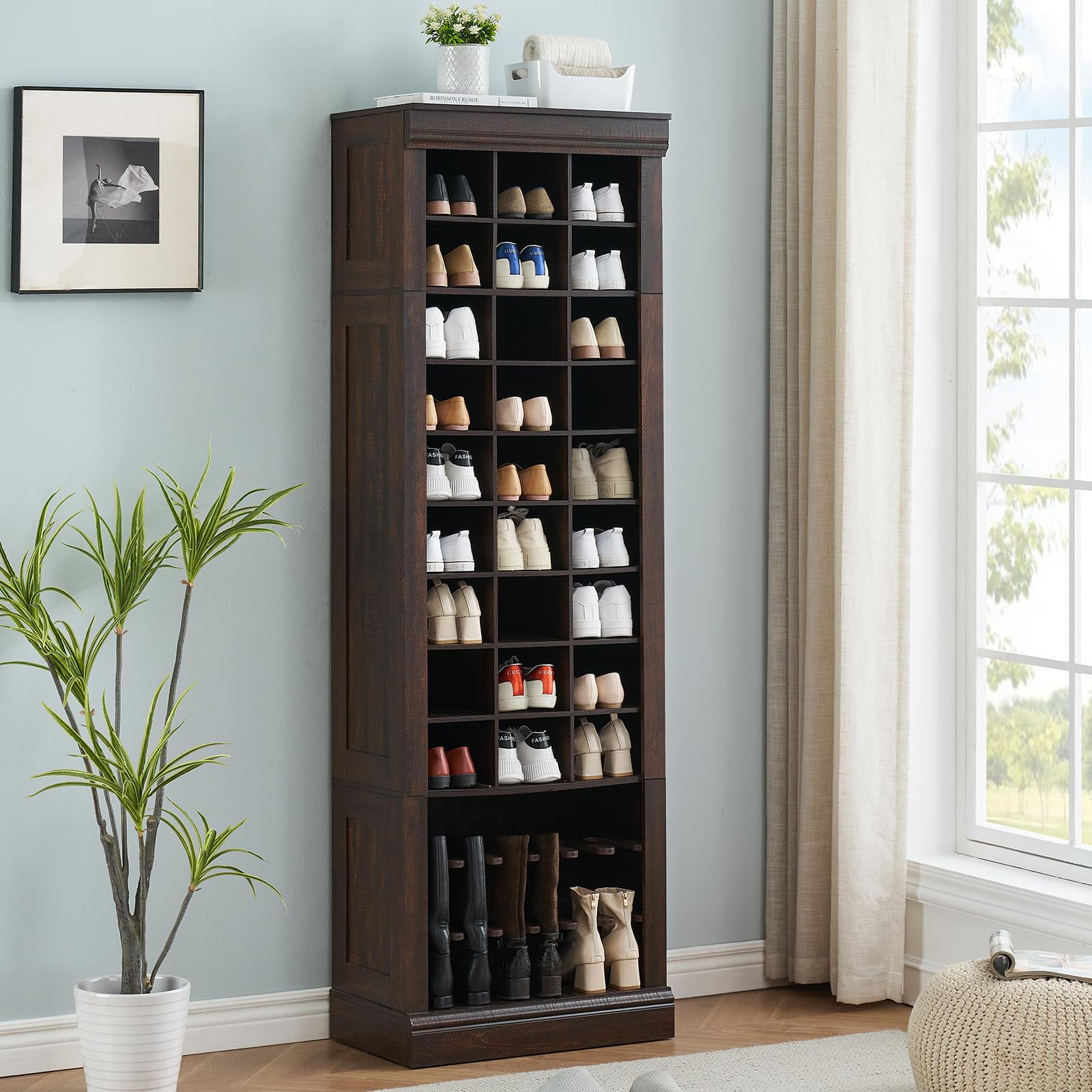 GarveeHome Shoe Cabinet, 10-Tier Entryway Shoe Storage Cabinet with 27 ...