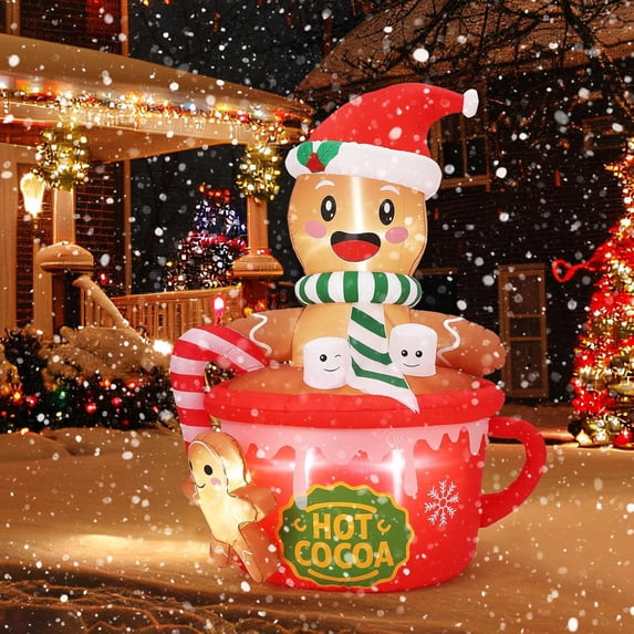 GarveeLife 6 ft Gingerbread Man Inflatable Christmas Decorations ...