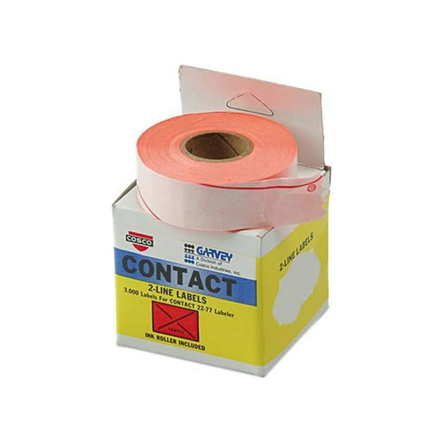 Garvey Two-Line Pricemarker Labels, 5/8 x 13/16, Fluor. Red, 1000/Roll ...