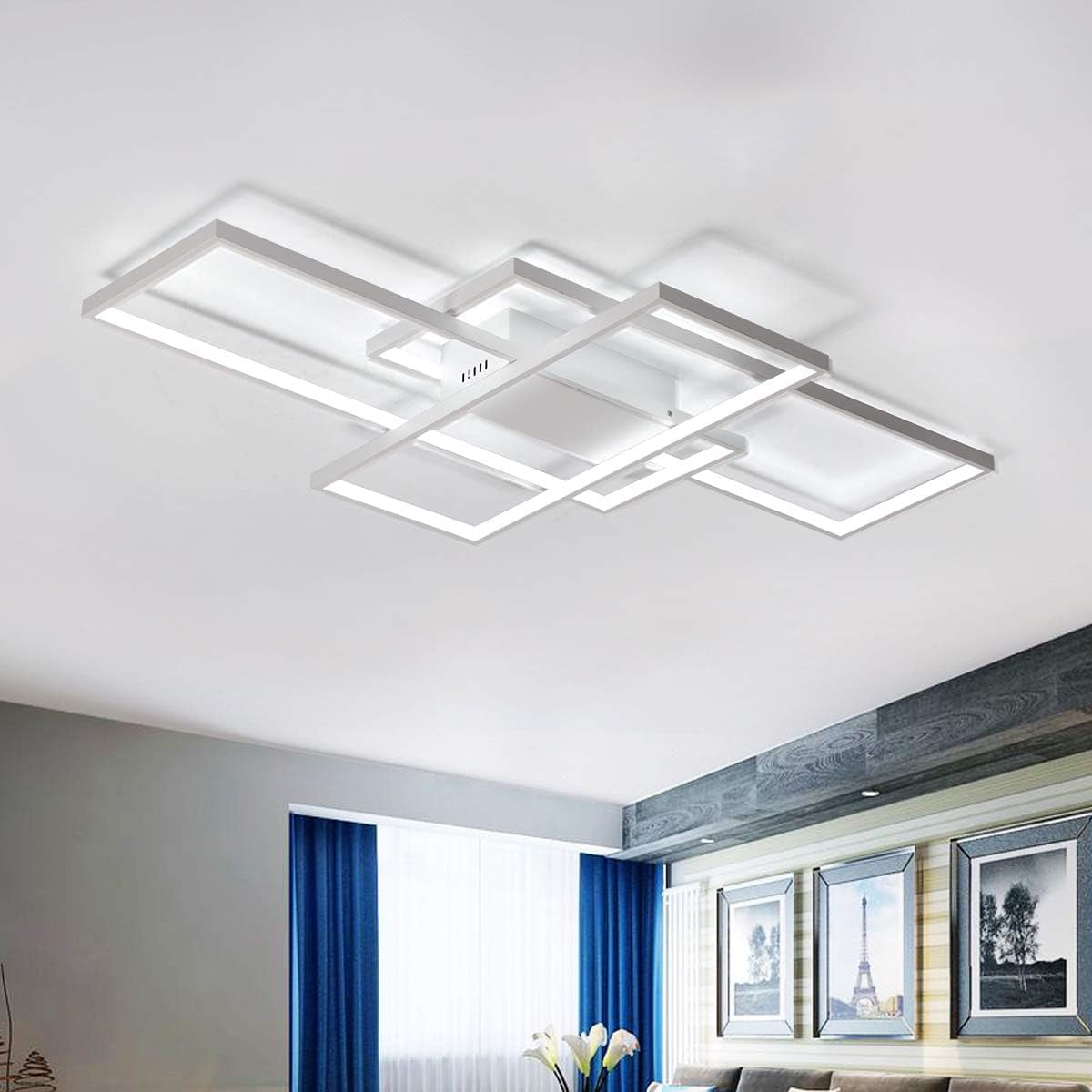 Garwarm Ceiling Light,Modern LED Ceiling Lamps with 3 Squares, 75W Cool ...