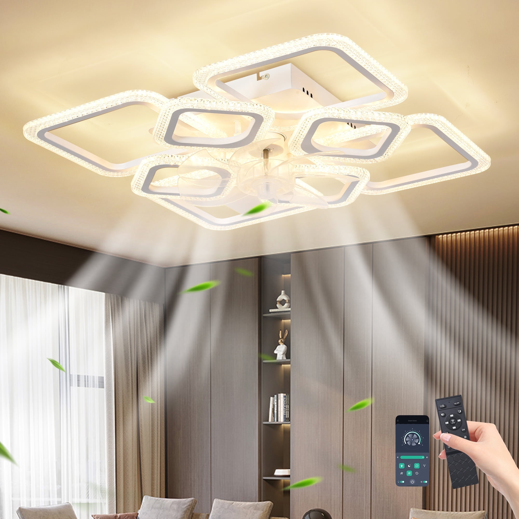 Garwarm Dimmable Ceiling Fan with Light and Remote Control, 22" Small ...