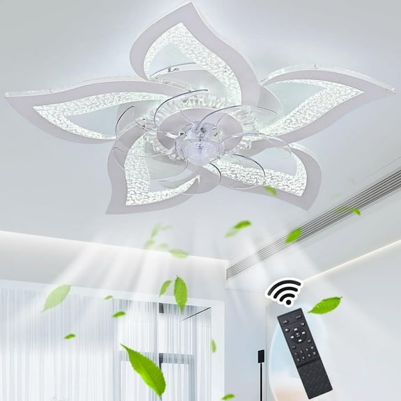 [Modern Ceiling Fan with Light] Modern 20" Low Profile Ceiling Fan with ...