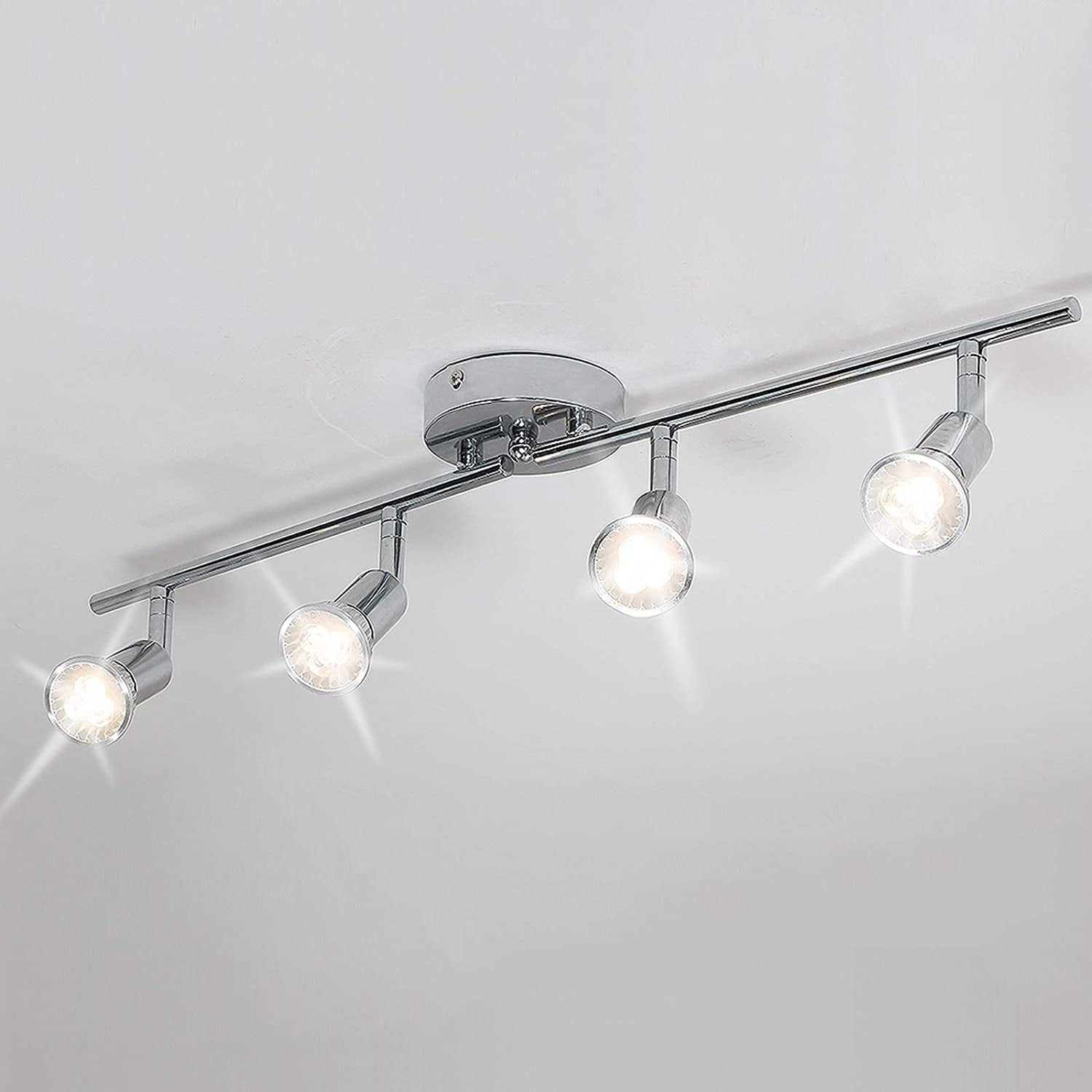 Garwarm 4-Light LED Track Light Kit, Wall/Ceiling Spot Lights, 4 X GU10 ...