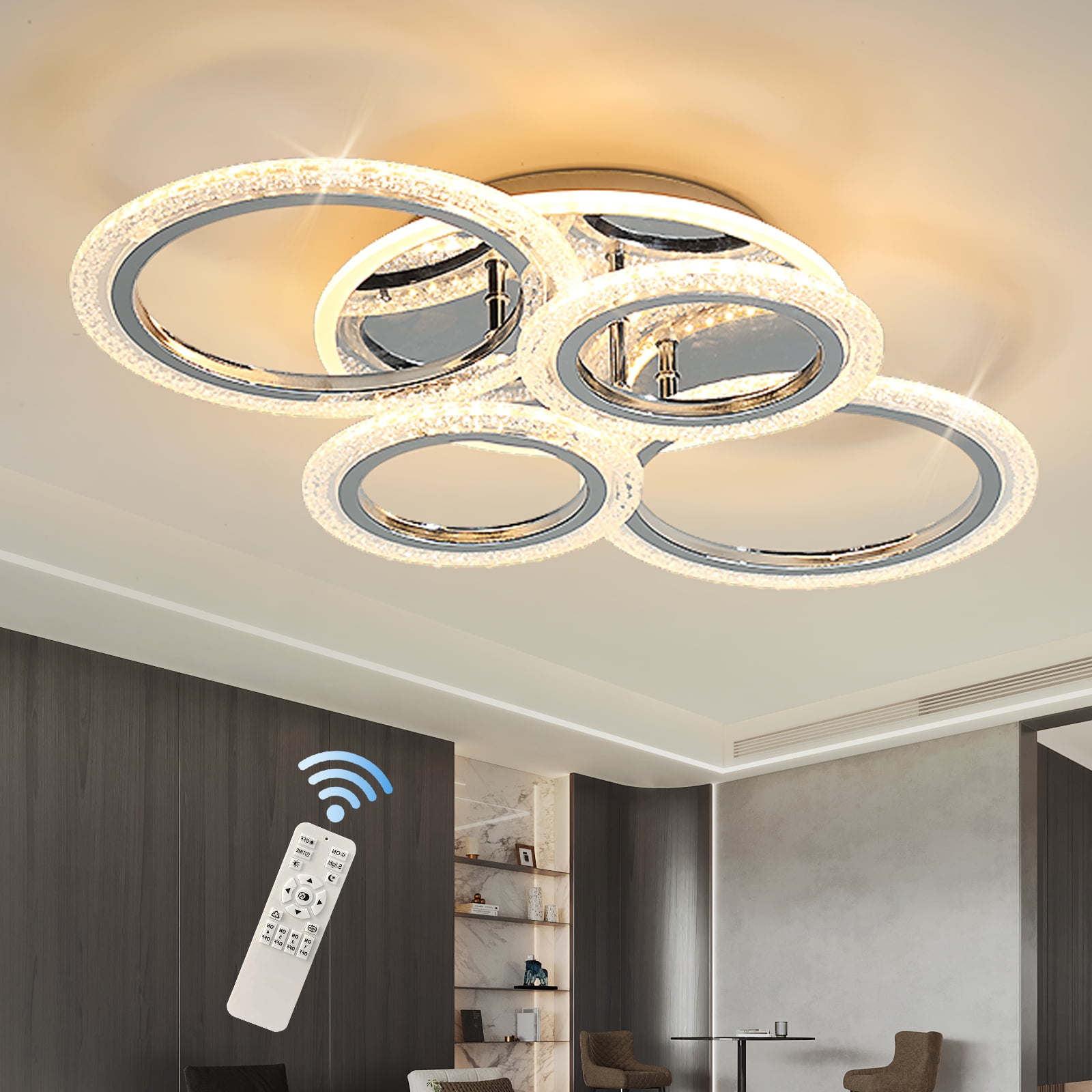Garwarm 58W Decorative LED Ceiling Light, Dimmable, Flush Mount, 4 ...
