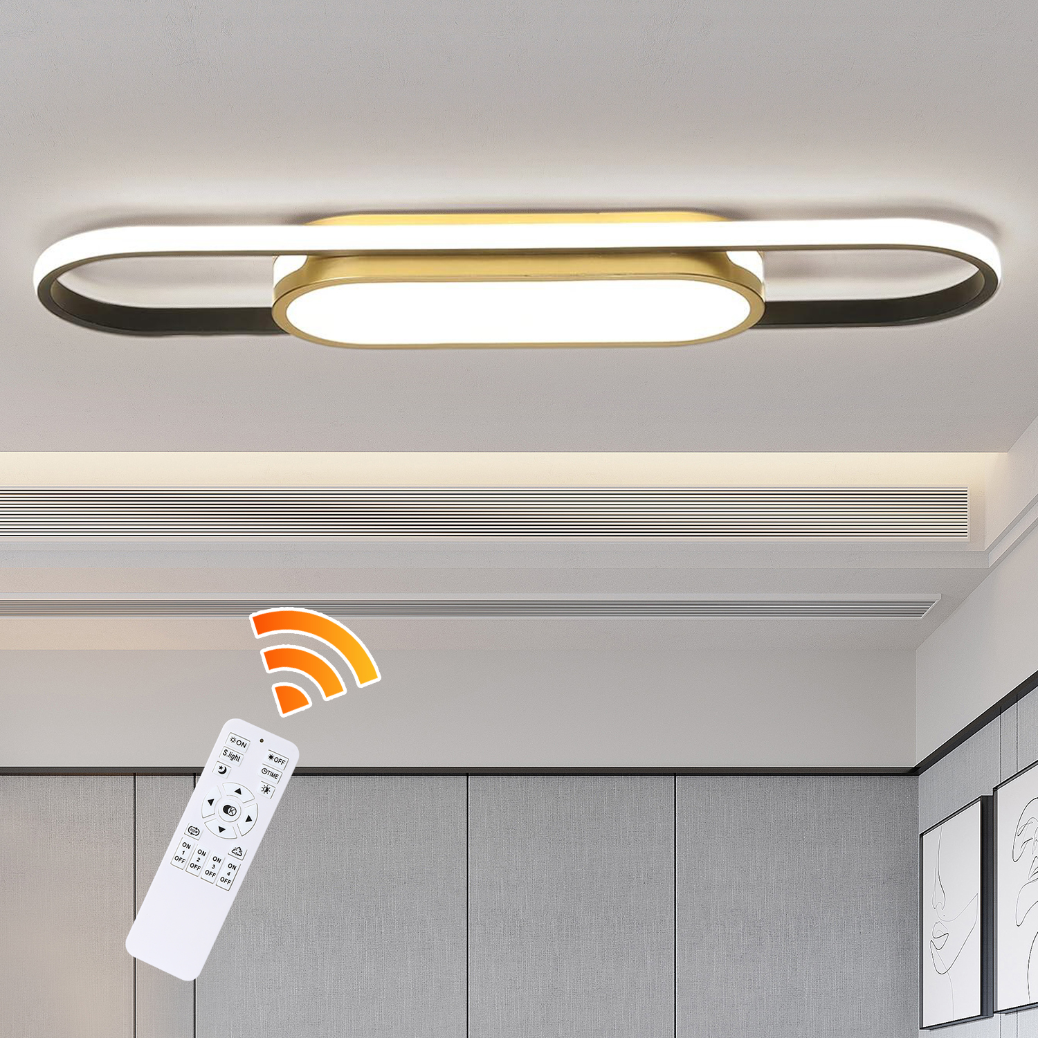 Miumaeov Modern Square Ceiling Light Dimmable LED Chandelier Flush ...