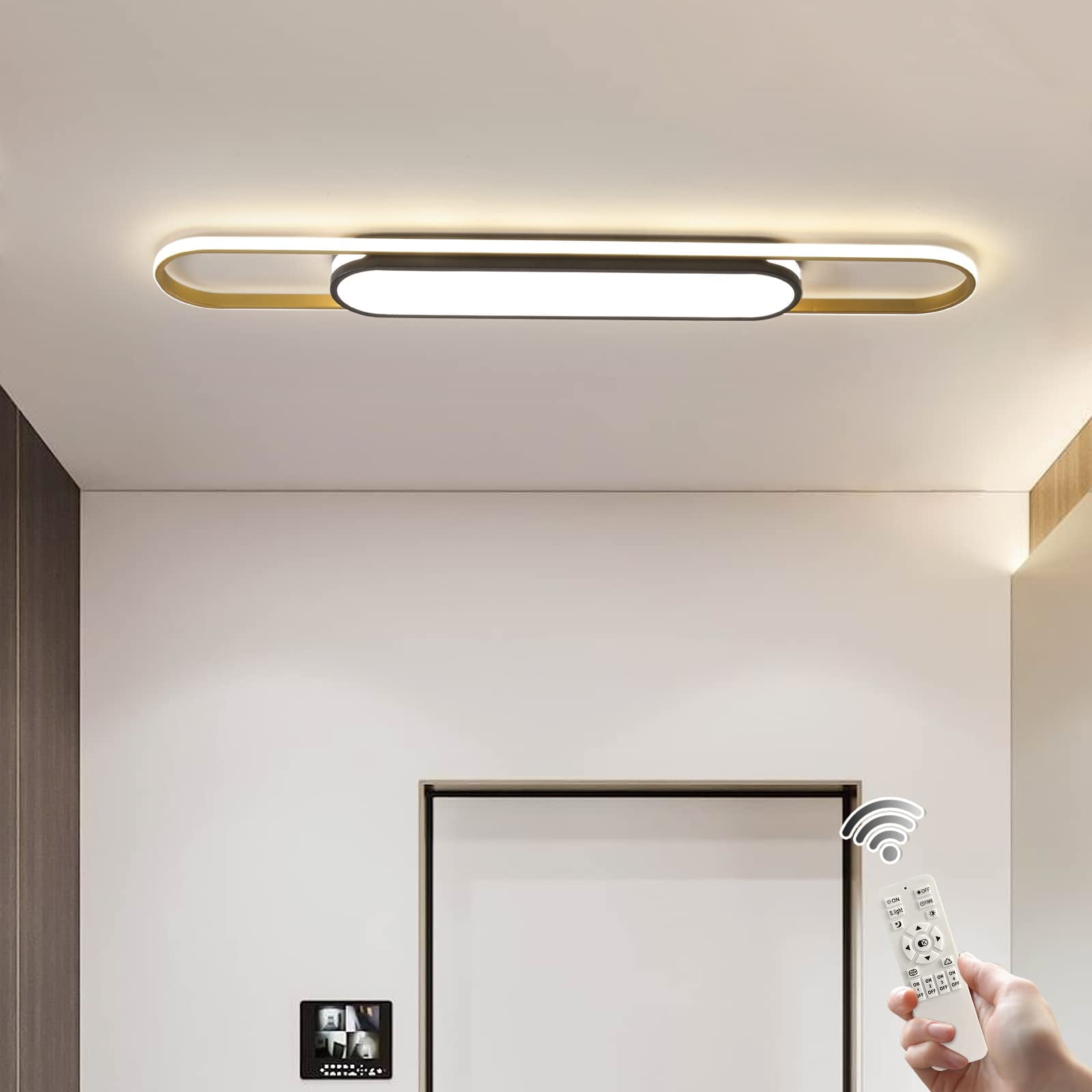 Garwarm Modern LED Flush Mount, Dimmable with Remote, 48W/3000-6500K ...
