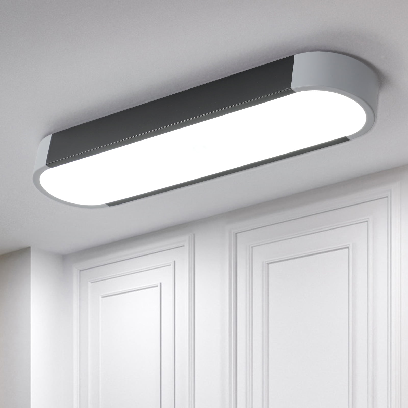 Garwarm 19.7" Modern LED Wraparound Ceiling Light, 39W, 6500K, Black ...