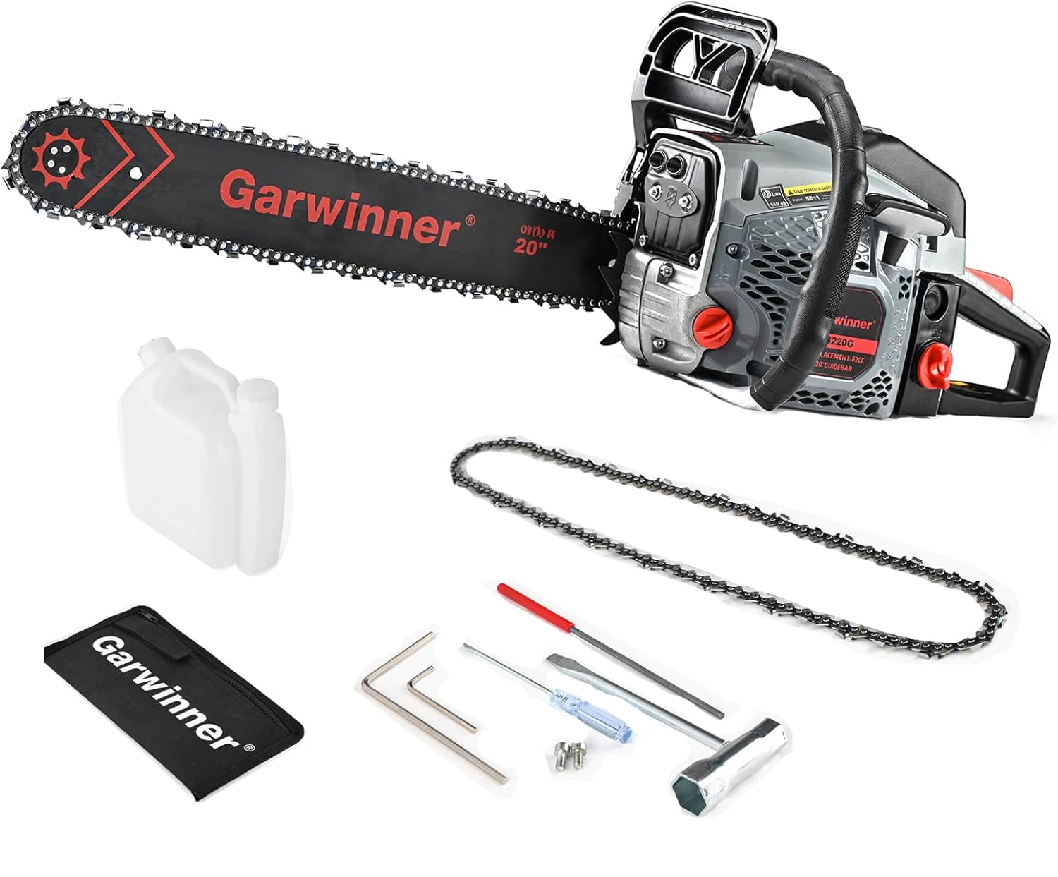 Garwinner Heavy Duty 20-inch 58CC Gas Chainsaw, 2 Stroke, Petrol ...