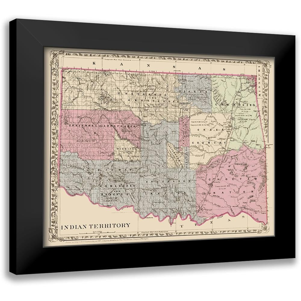 Gary 14x12 Black Modern Framed Museum Art Print Titled - Oklahoma Indian Territory - Gary 1873 ...