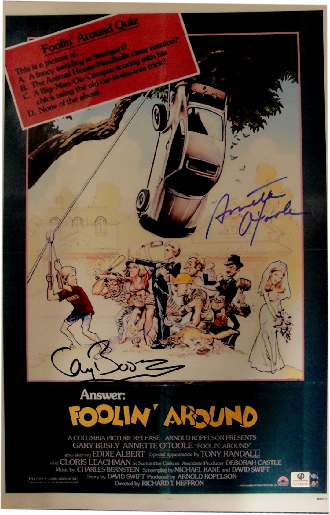 Gary Busey Annette O'Toole Dual Signed 11x17 Photograph Foolin Around ...