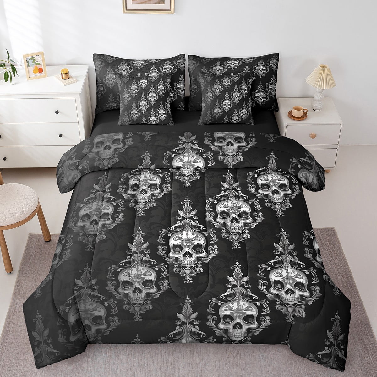Gary Damask Bed In A Bag 7 Pieces for Adults Victorian Extoic Baroque ...