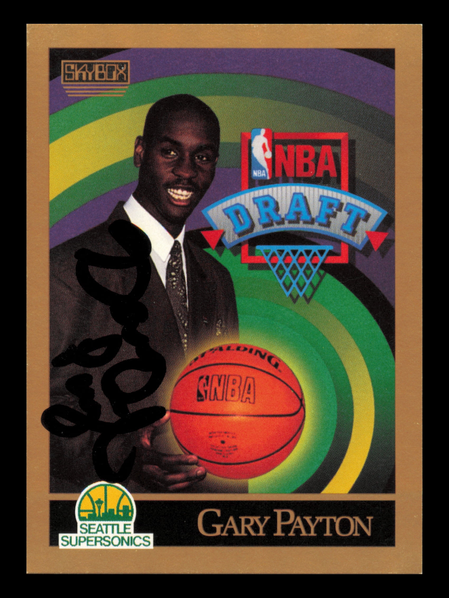 Gary Payton Autographed 1990-91 Skybox Rookie Card #365 Seattle ...