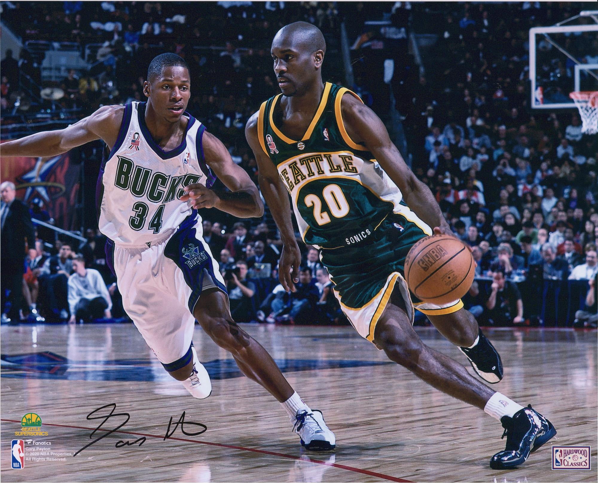 Gary Payton Seattle Supersonics Autographed 16" x 20" Dribbling in ...