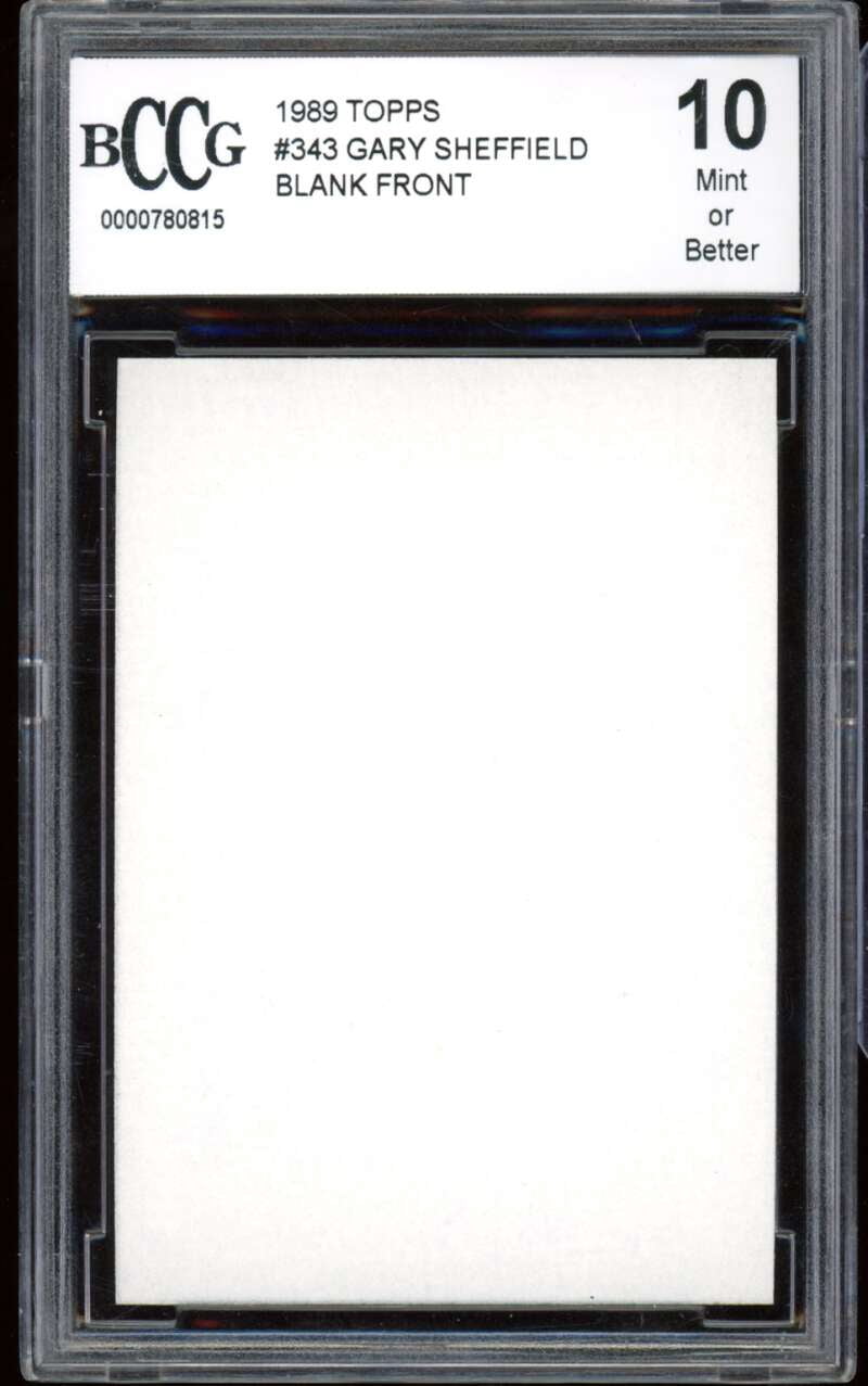 Gary Sheffield Rookie Card 1989 Topps Blank Front #343 BGS BCCG 10 ...