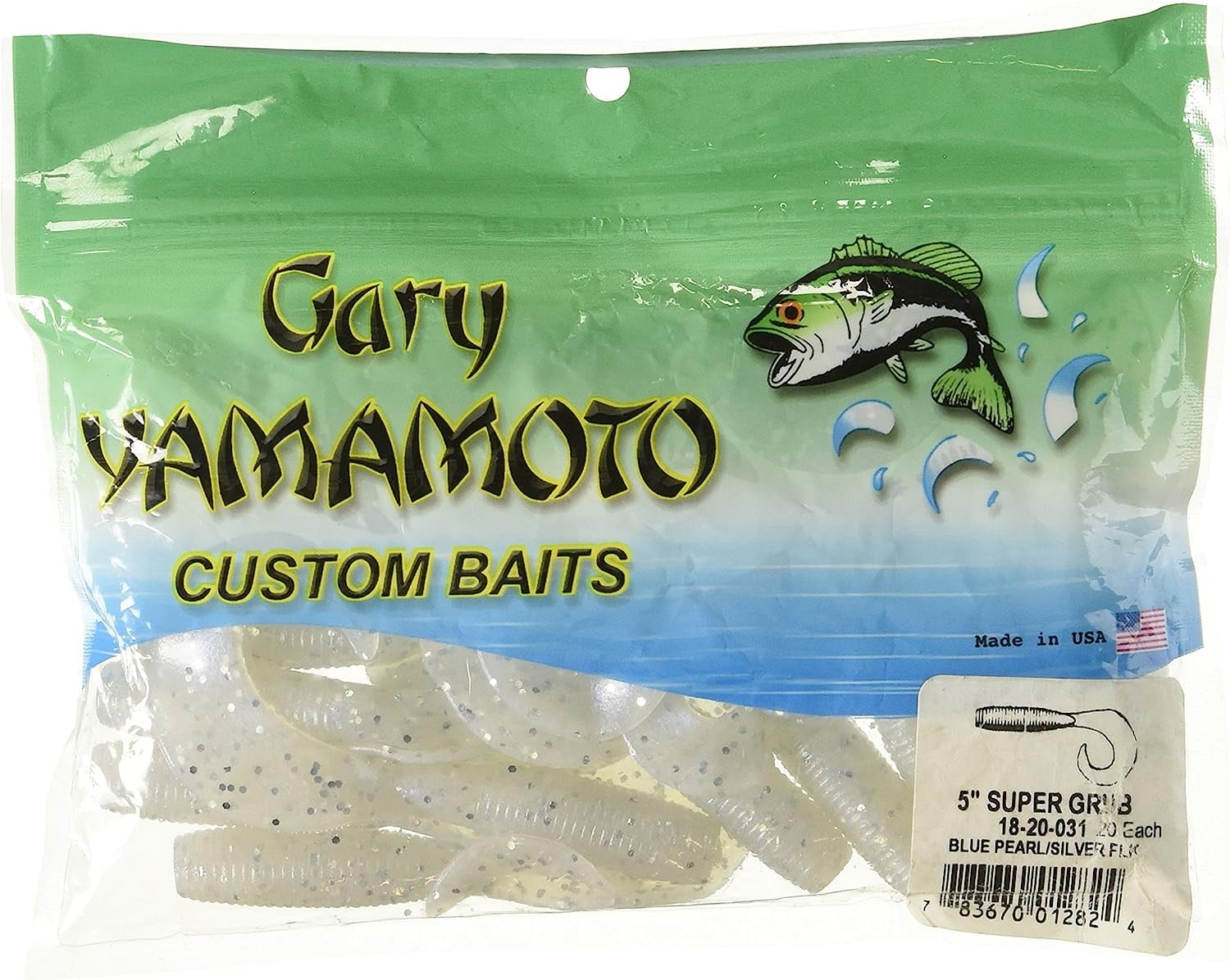 Gary Yamamoto Single Tail Grub Bait 5" Blue Pearl Silver 18-20-031 ...