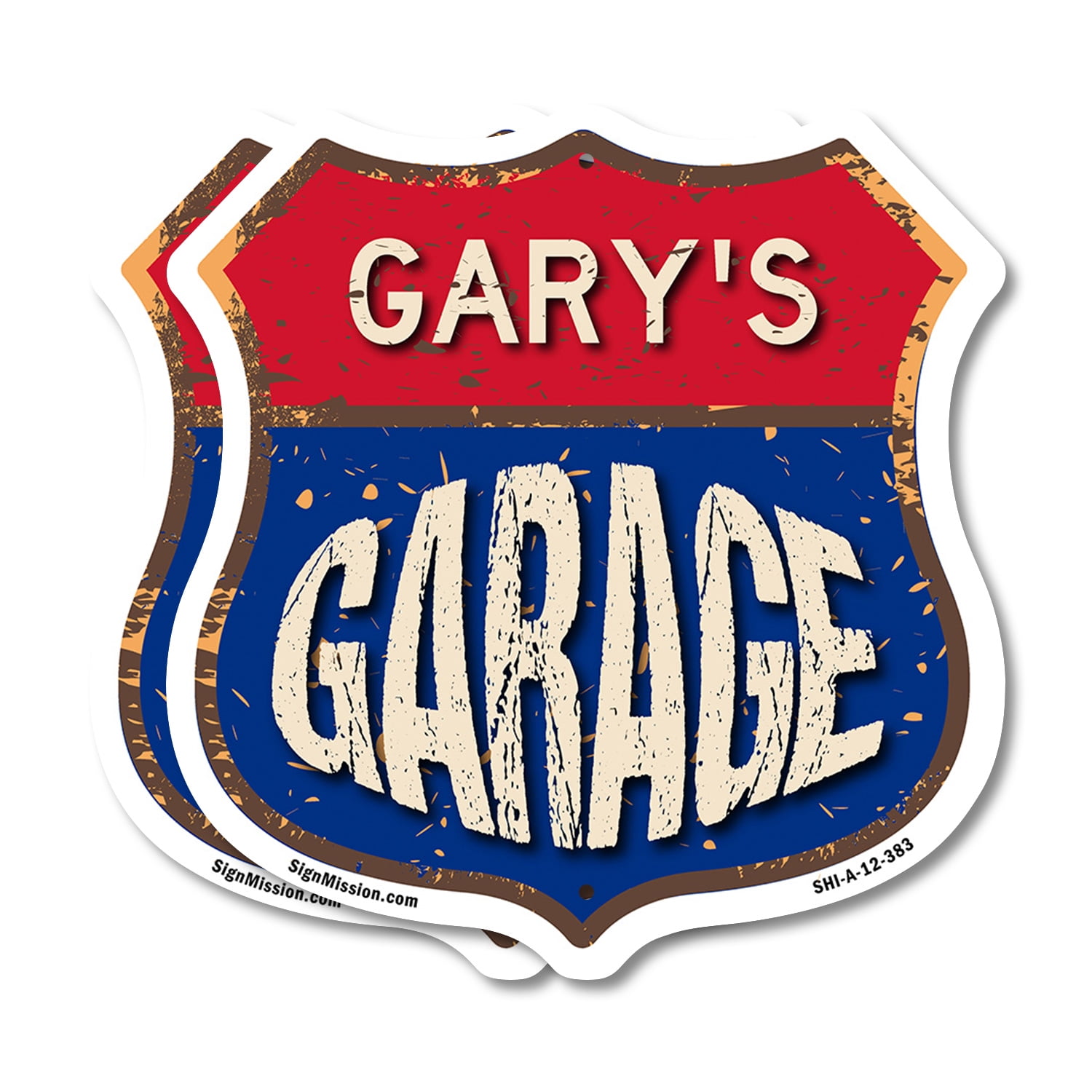 Gary's Garage (2 Pack) 12 inch X 12 inch Shield Shaped Commercial Grade ...