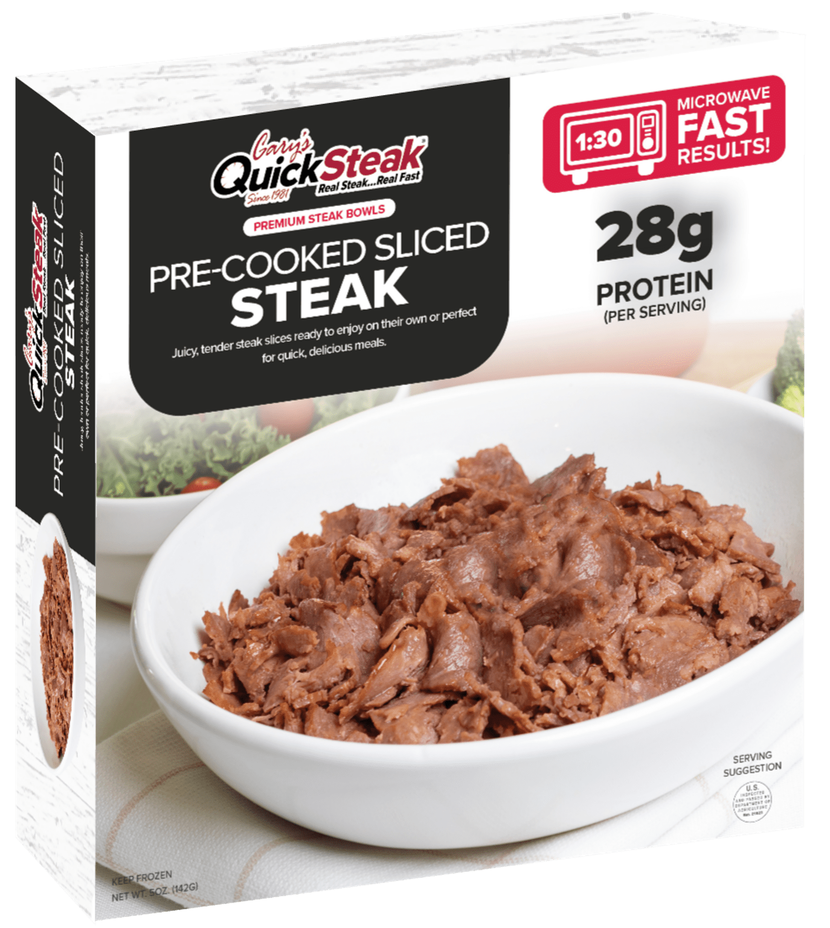 Gary's QuickSteak Pre-Cooked Sliced Steak, Premium Steak Bowls, 5 oz ...